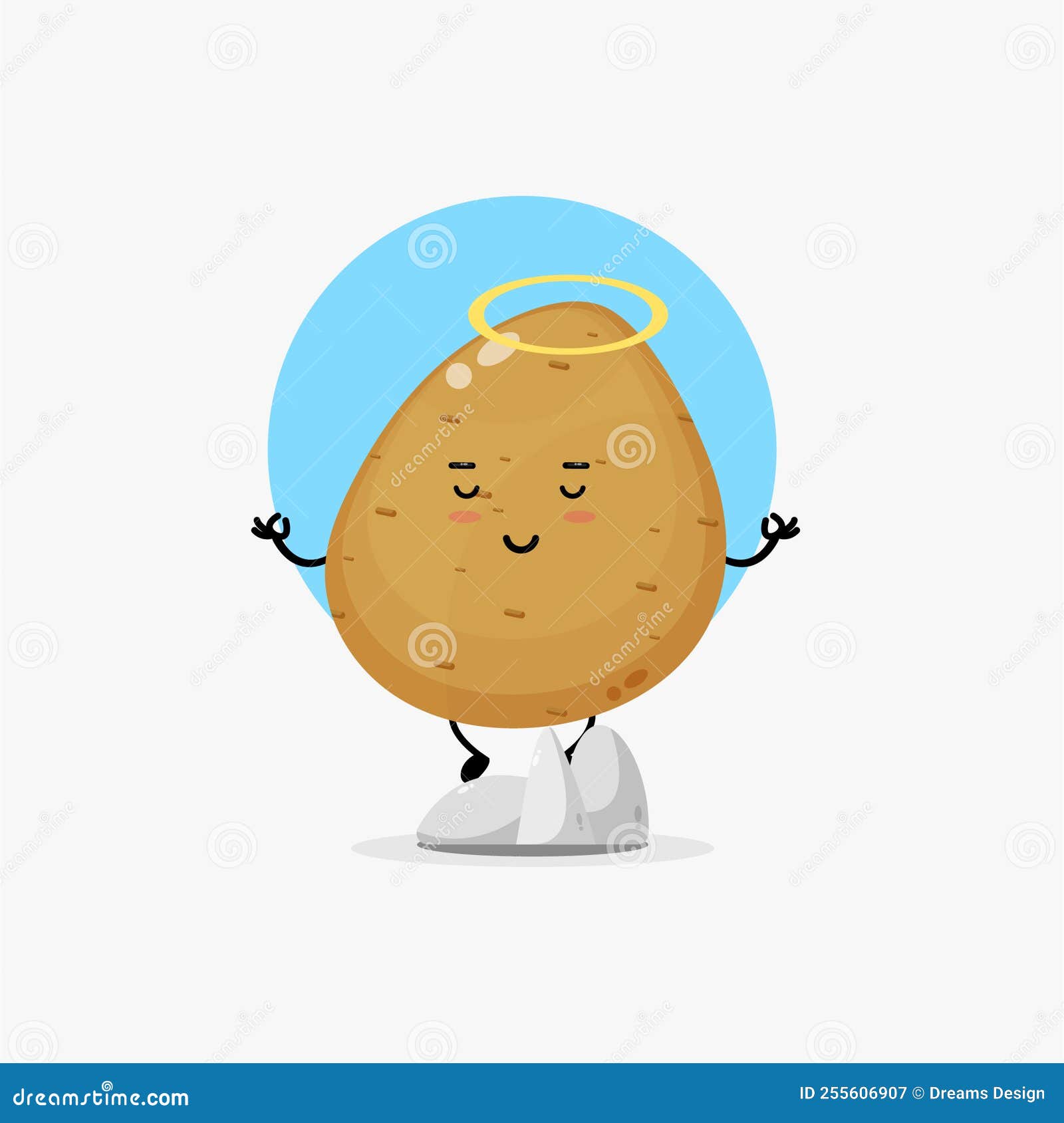 Cute Potato Character Meditating in Yoga Pose Stock Vector ...