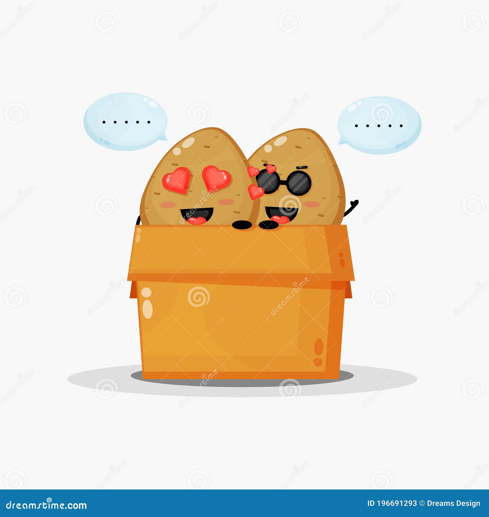 Cute Potato Mascot in the Box Stock Vector - Illustration of food ...