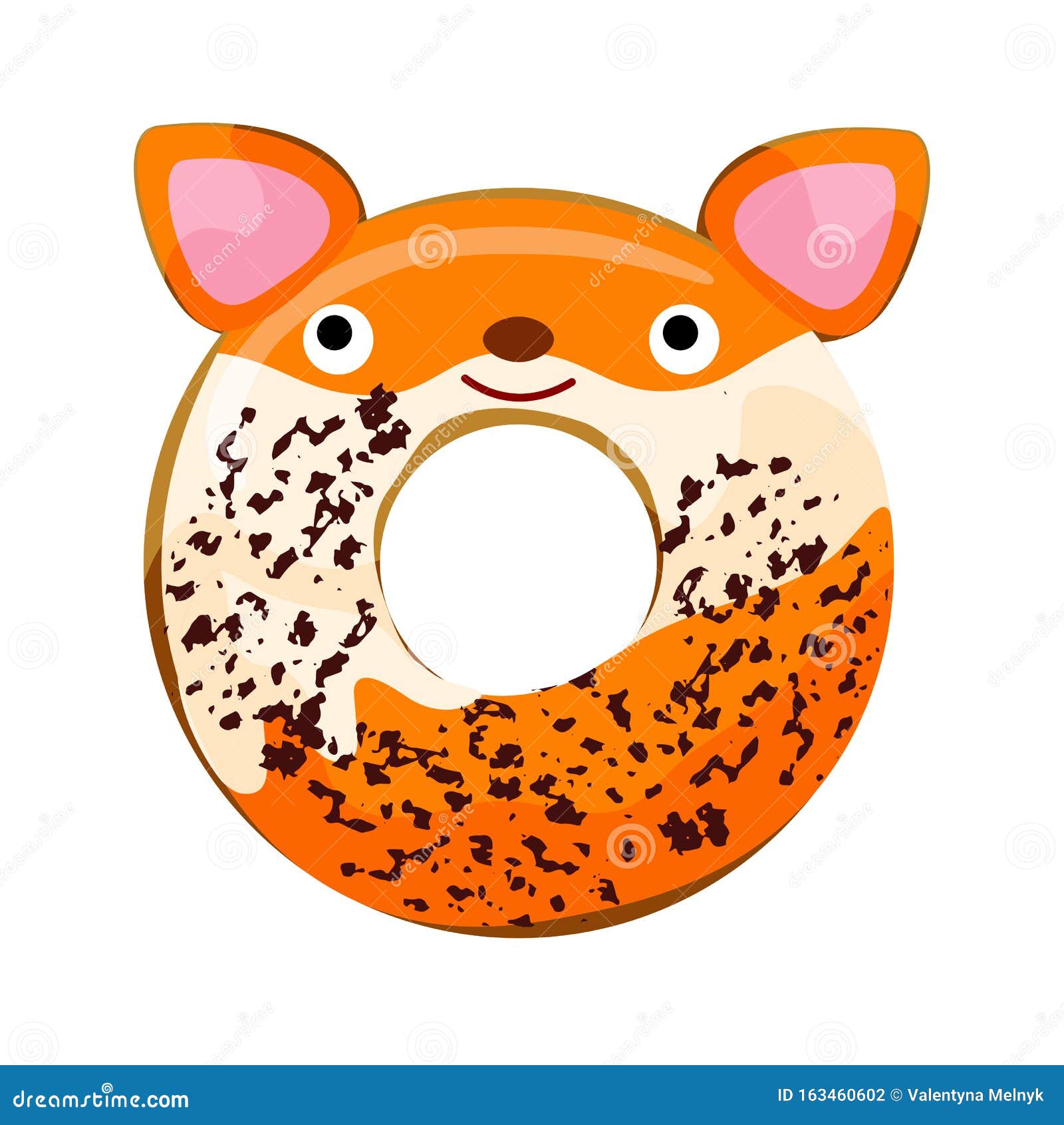 Cute Powdered Fox Donut Ector Illustration Stock Illustration ...