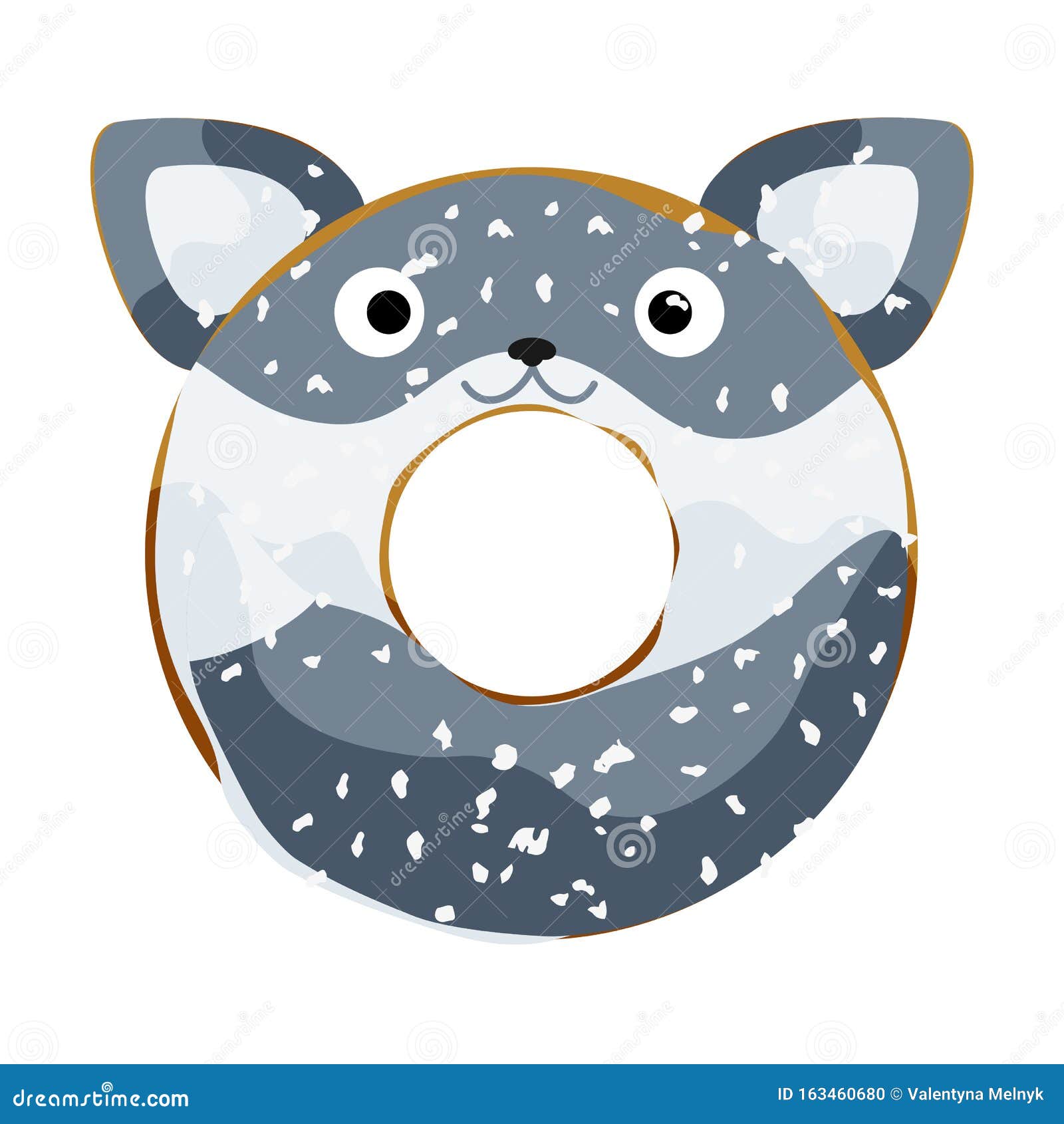Cute Powdered Wolf Donut Vector Illustration Stock Illustration ...