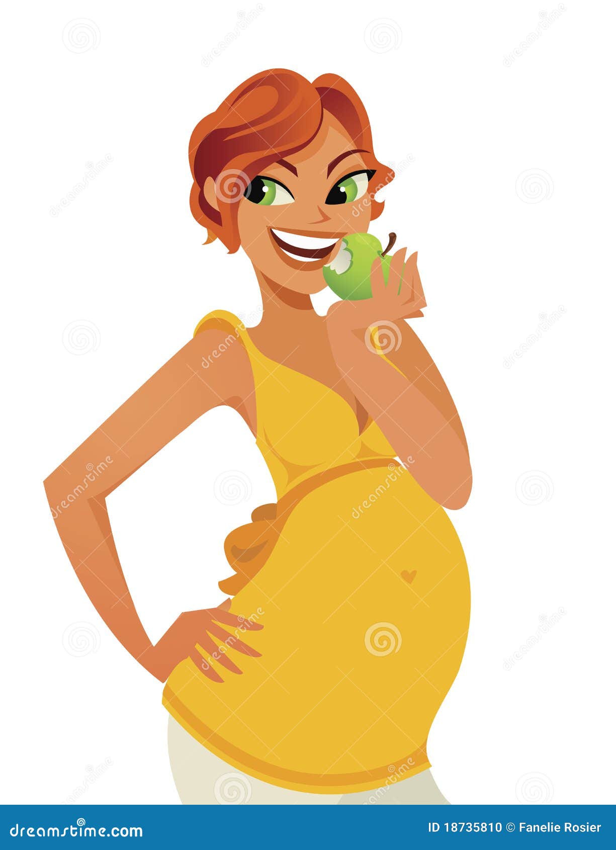 Cute Pregnant Woman Practicing Yoga Exercise. Adorable Female Character ...