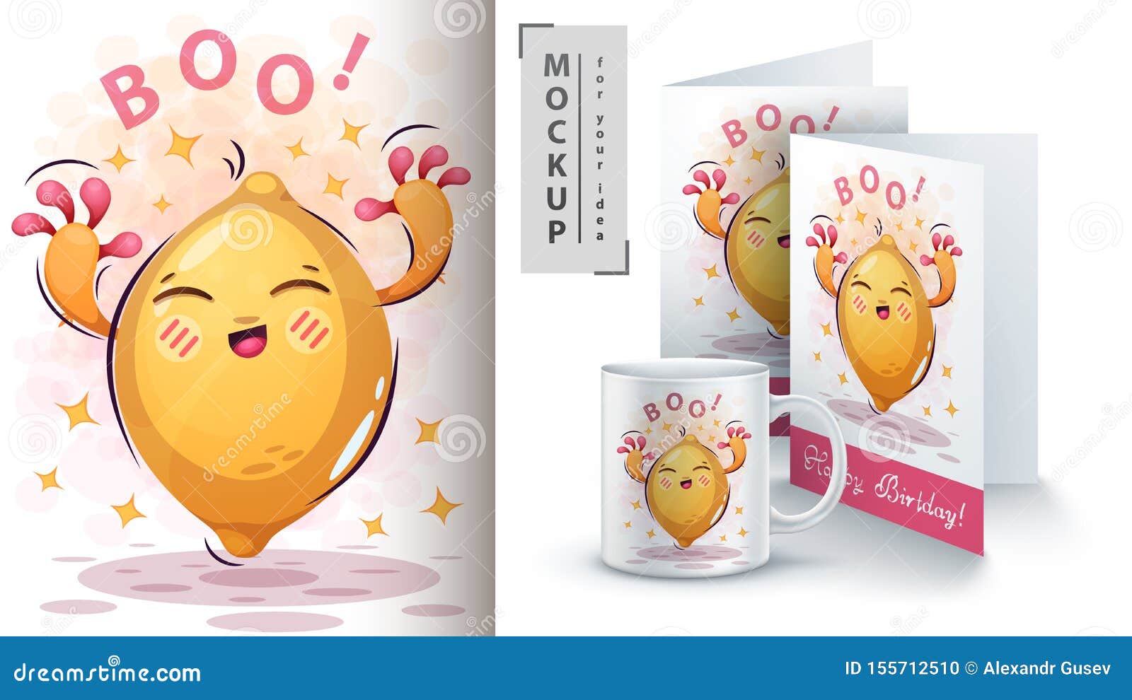 Cute, Pretty Lemon - Mockup for Your Idea Stock Vector - Illustration ...