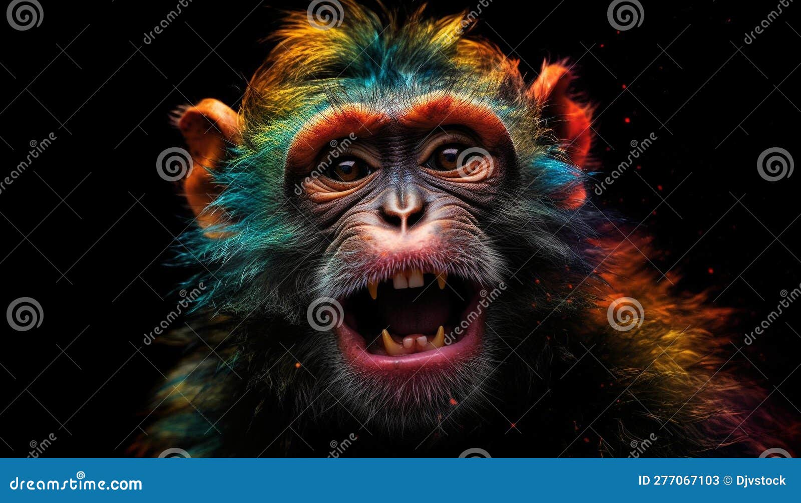 Cute Primate Staring with Big Expressive Eyes Generated by AI Stock ...