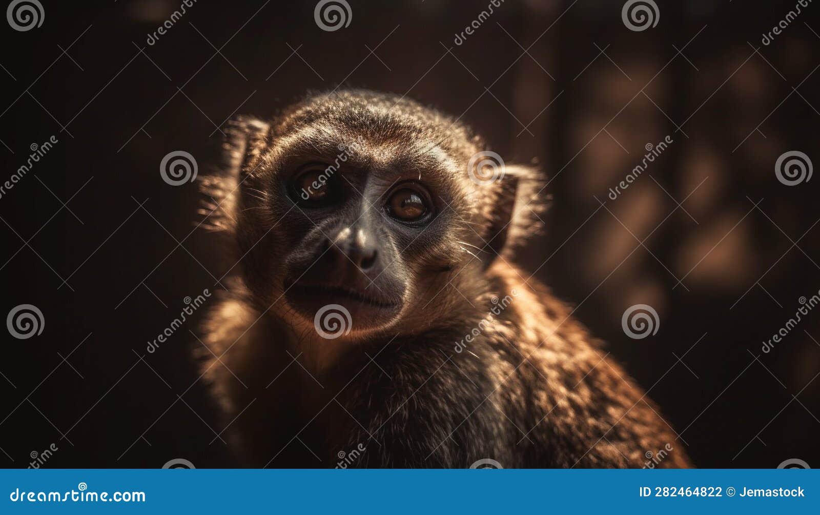 Cute Primate Staring with Focus on Foreground, Yellow Eyes Shining ...