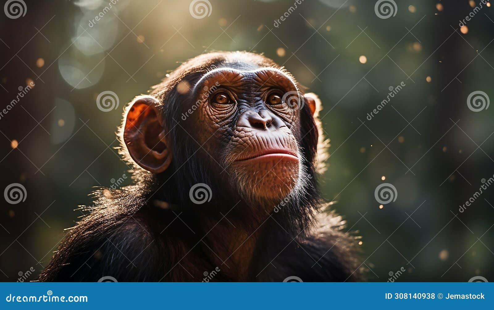 Cute Primate in Tropical Rainforest, Looking at Camera with Focus ...