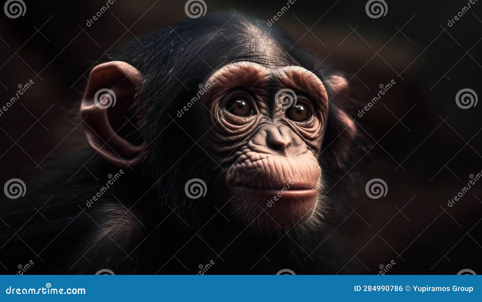 Cute Primate in Tropical Rainforest, Staring with Sad Expression ...