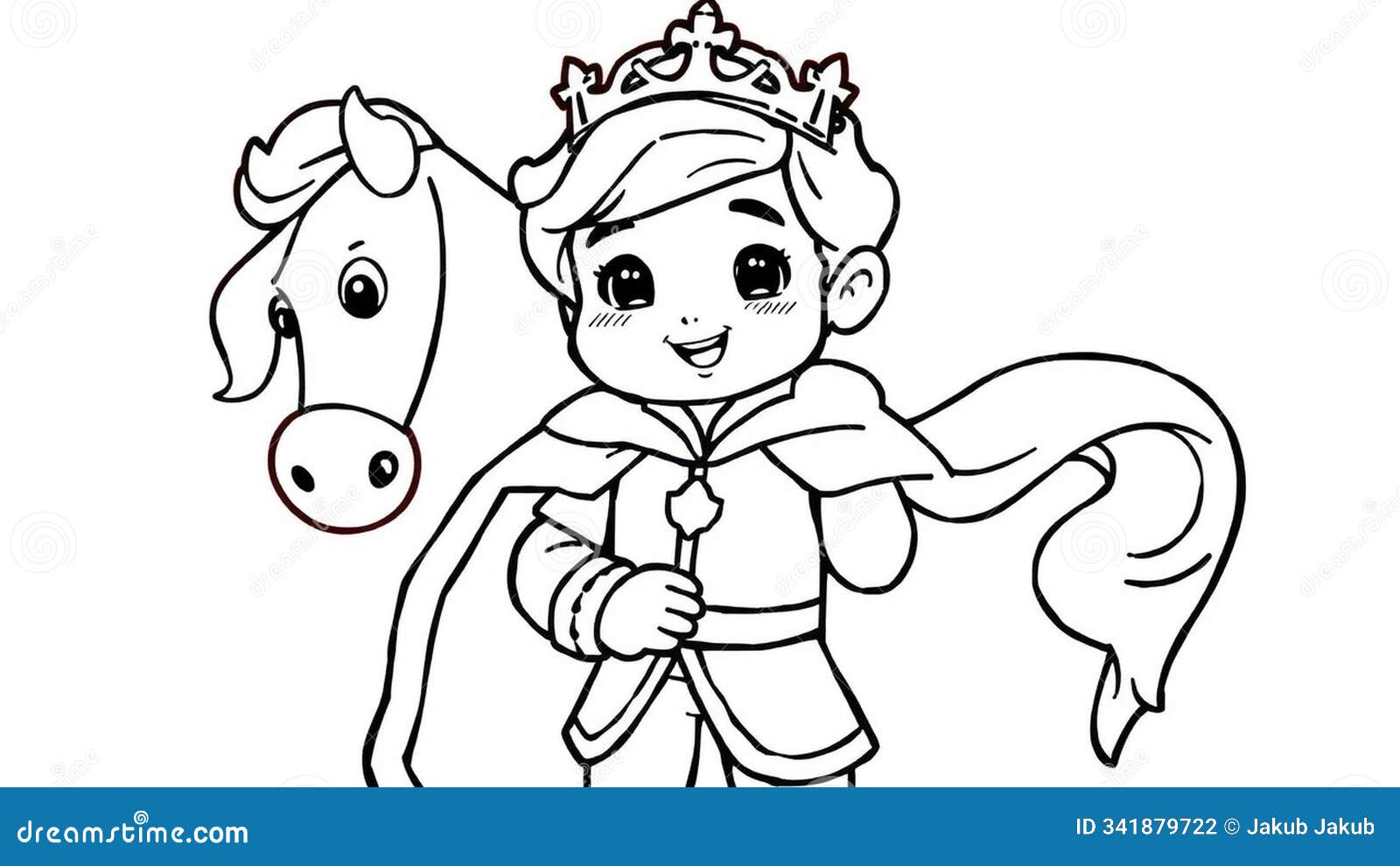 Cute Prince Charming Coloring Page Stock Illustration - Illustration of ...
