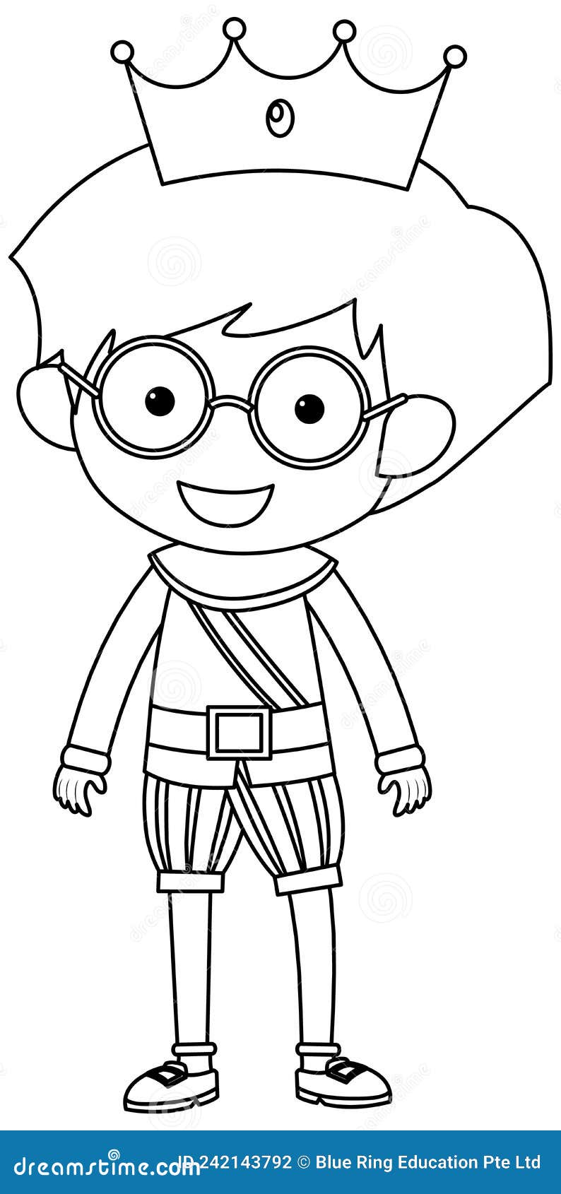 Cute Prince Doodle Outline for Colouring Stock Vector - Illustration of ...