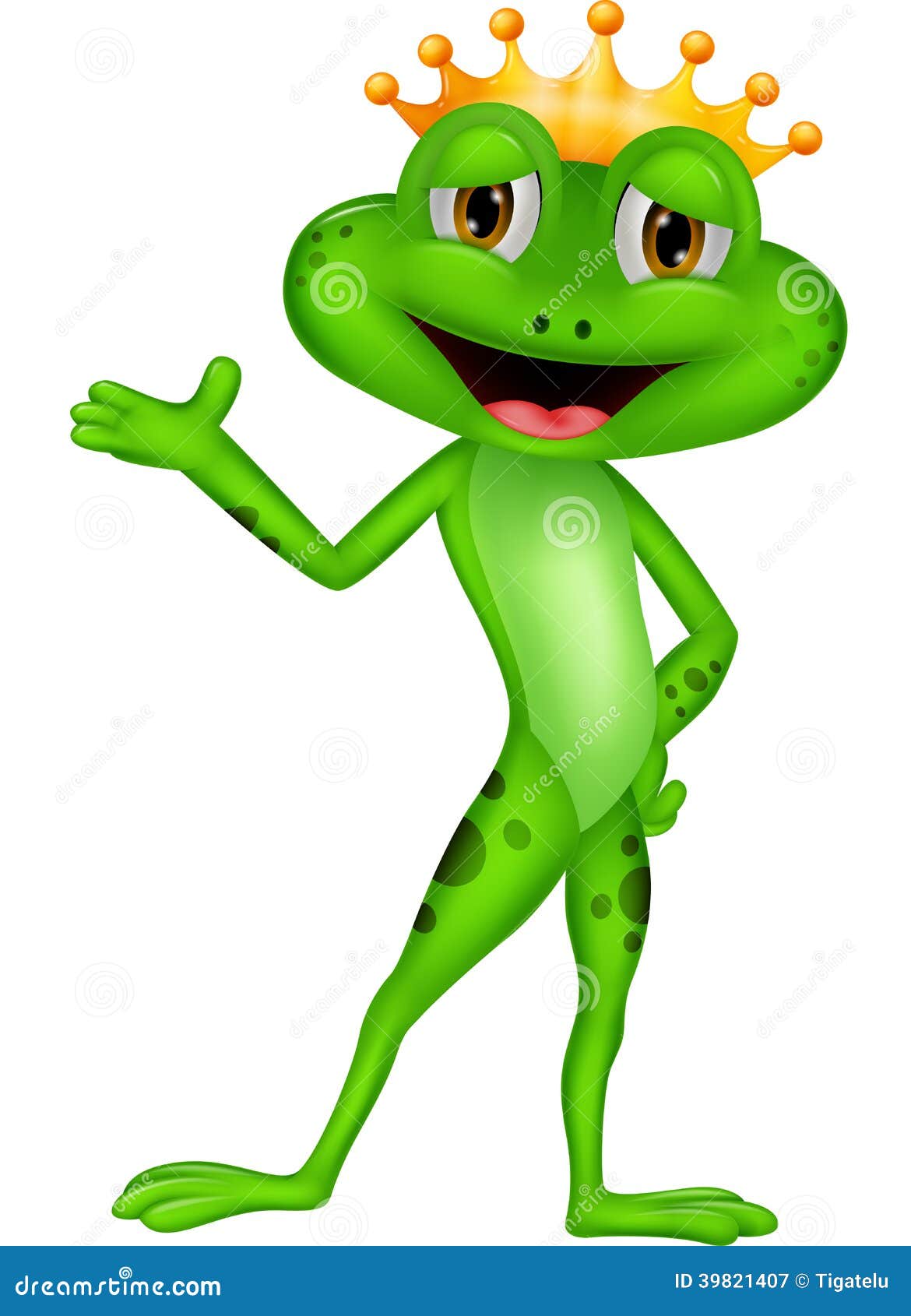 Cute Prince Frog Cartoon Presenting Stock Vector - Illustration of ...