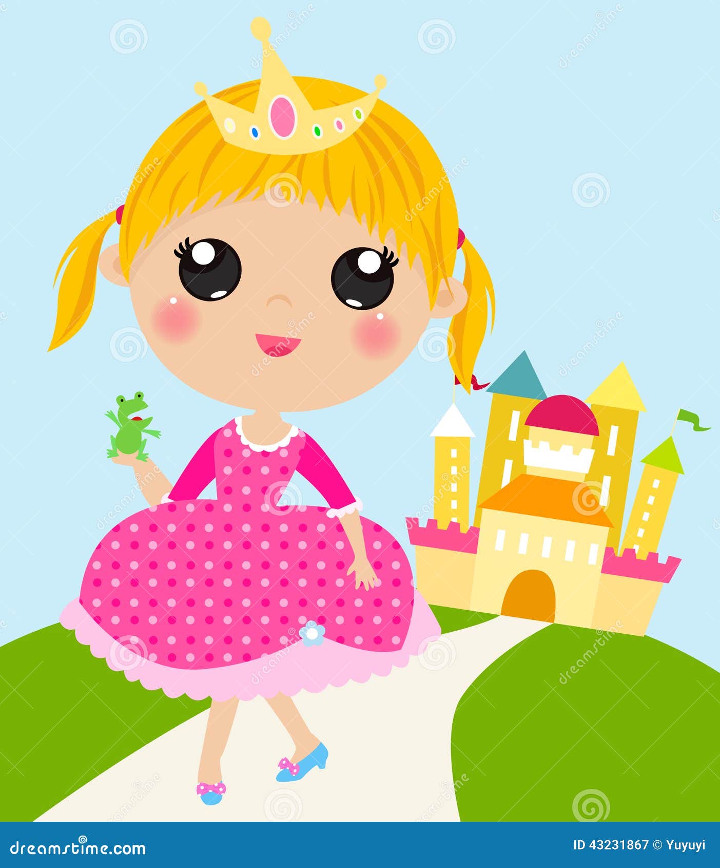 Cute princess and frog stock vector. Illustration of carriage - 43231867