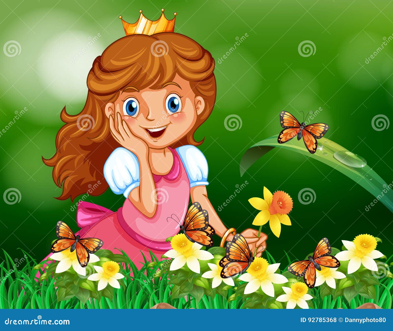 Cute princess in garden stock vector. Illustration of outdoor - 92785368