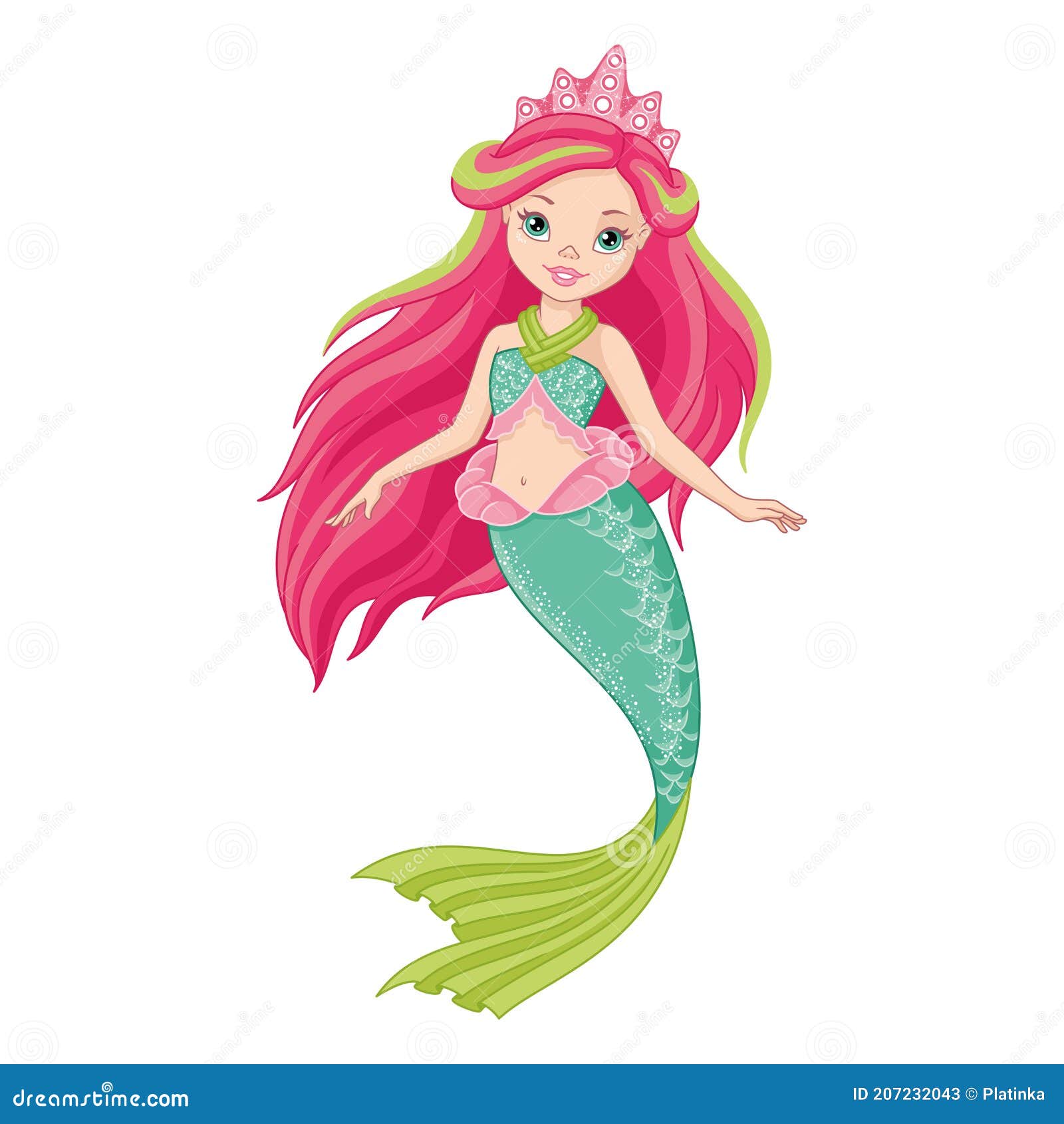 Princess Mermaid Background With Kawaii Rainbow Scales Pattern. Stock ...