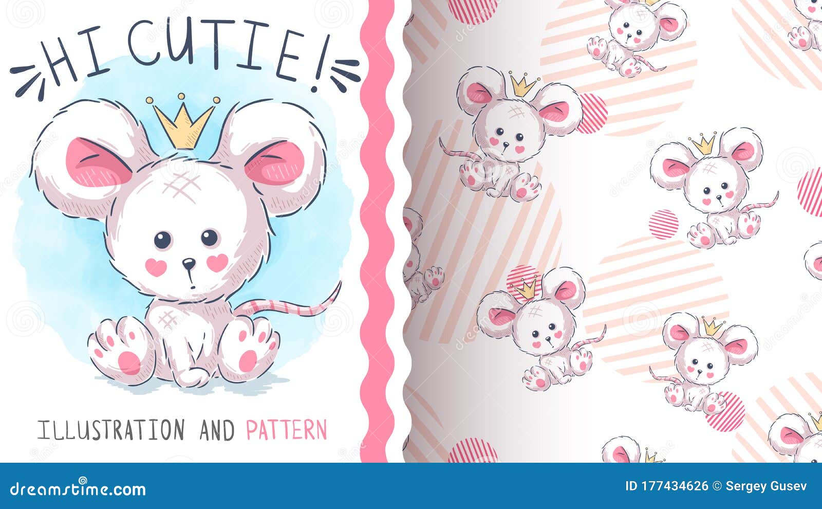 Cute Princess Mouse - Seamless Pattern Stock Vector - Illustration of ...