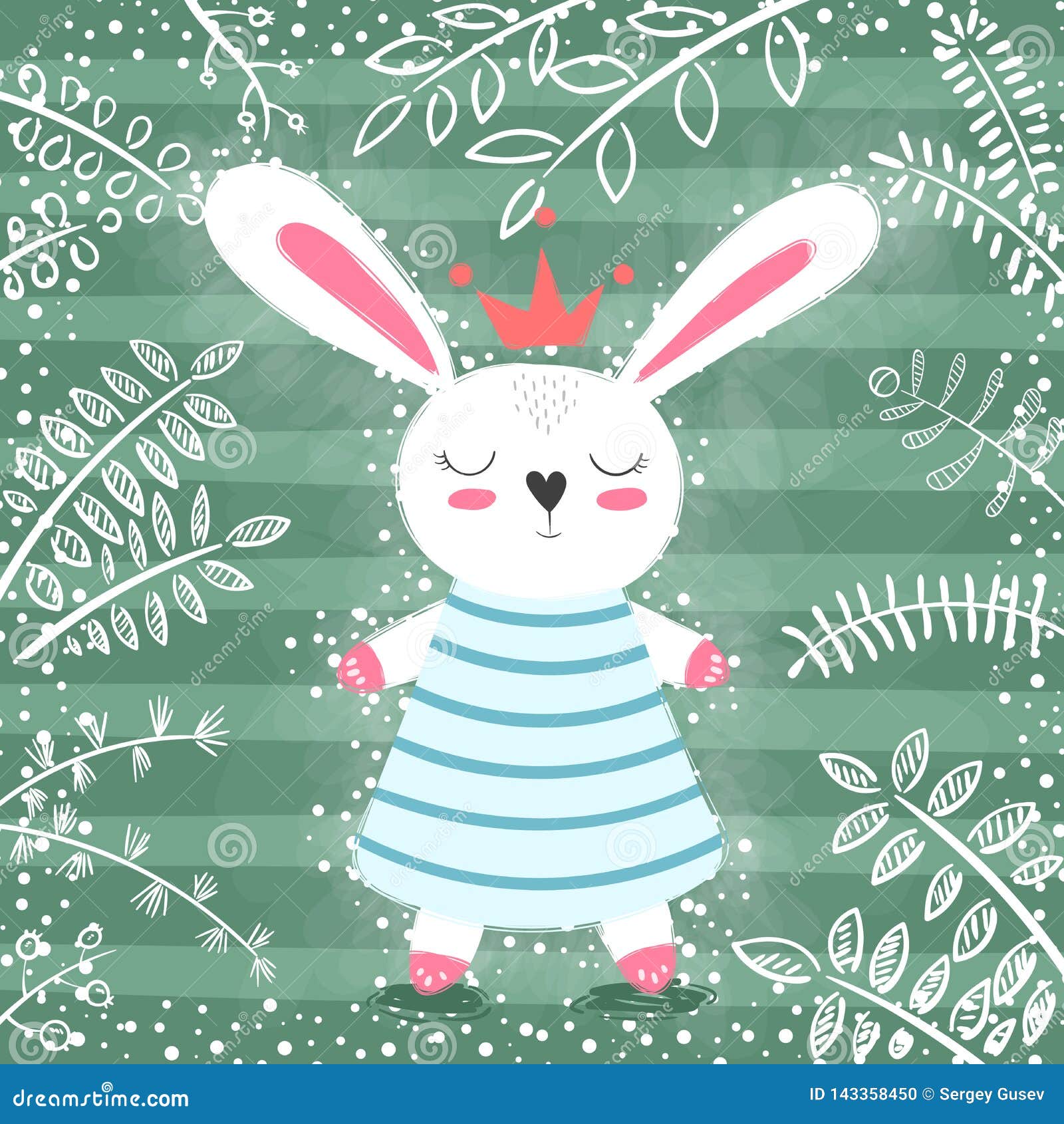 Cute Princess Rabbit in the Forest Stock Vector - Illustration of funny ...