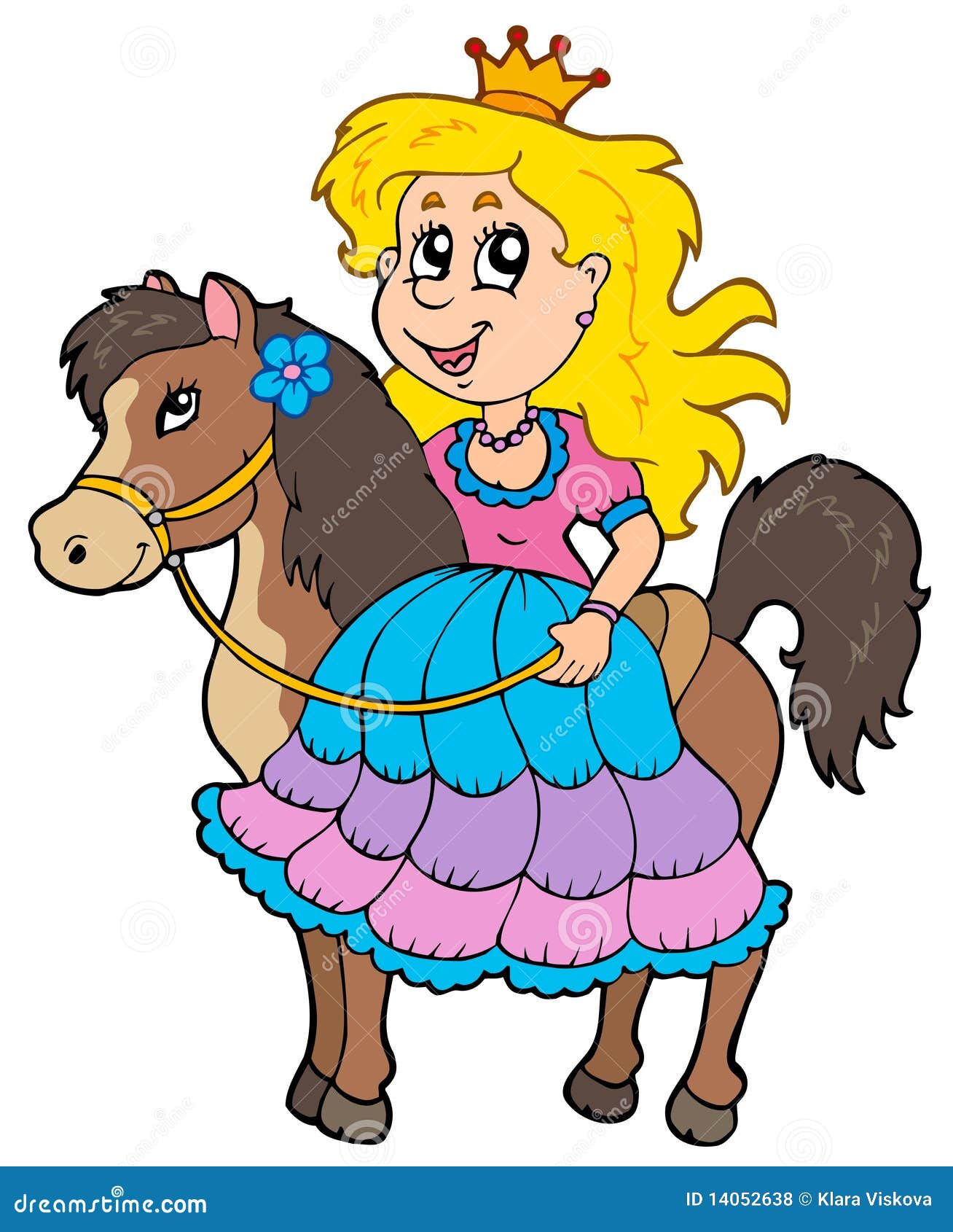 Cute Princess Riding Horse Vector Illustration | CartoonDealer.com ...