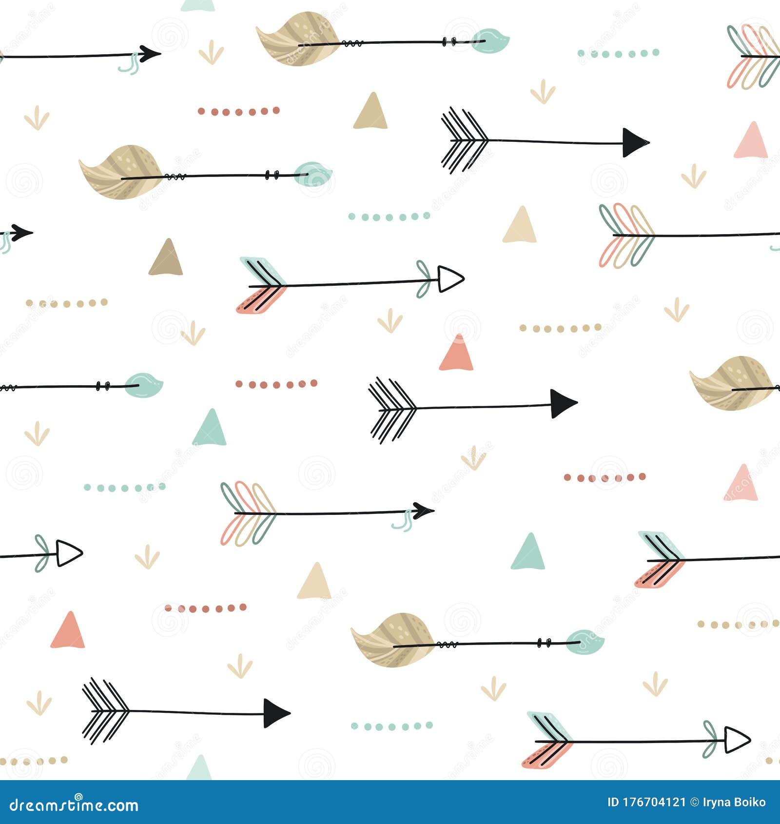 Cute Print Boho Style. Seamless Pattern with Cute Arrow. Vector ...