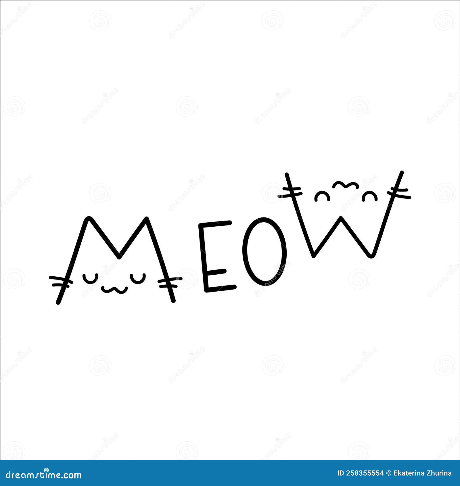 Cute Print with Lettering. Meow Stock Vector - Illustration of print ...
