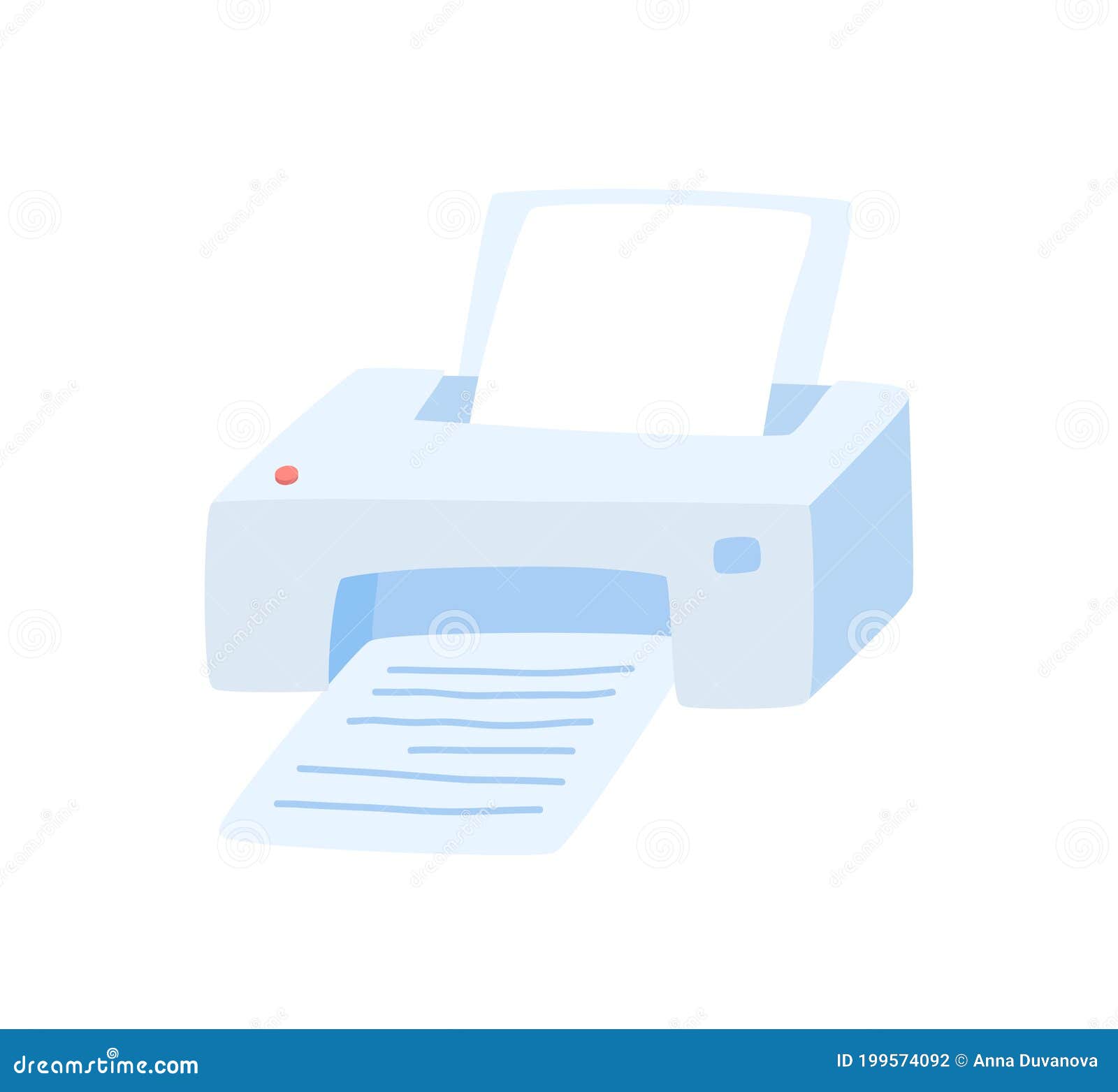 Cute Printer with Sheets of Paper Isolated on White. Stock Vector ...
