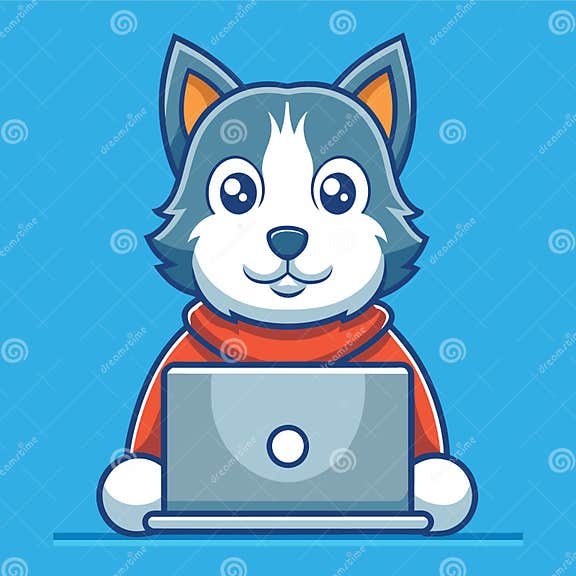Cute Programmer Dog Cute Antropomorphic Vector EPS Stock Vector ...