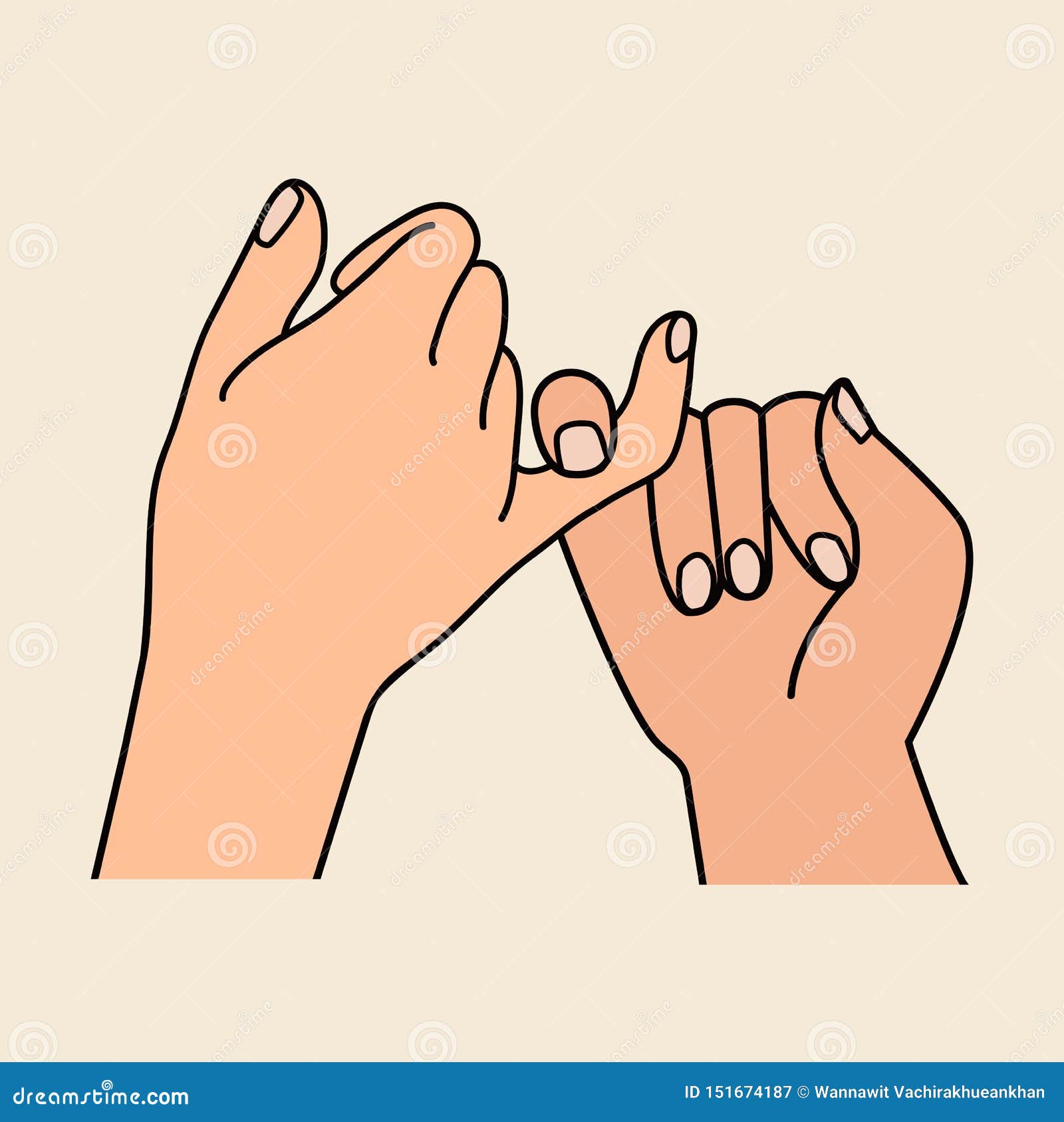 Cute Promise Hands Flat Design Vector Stock Vector - Illustration of ...