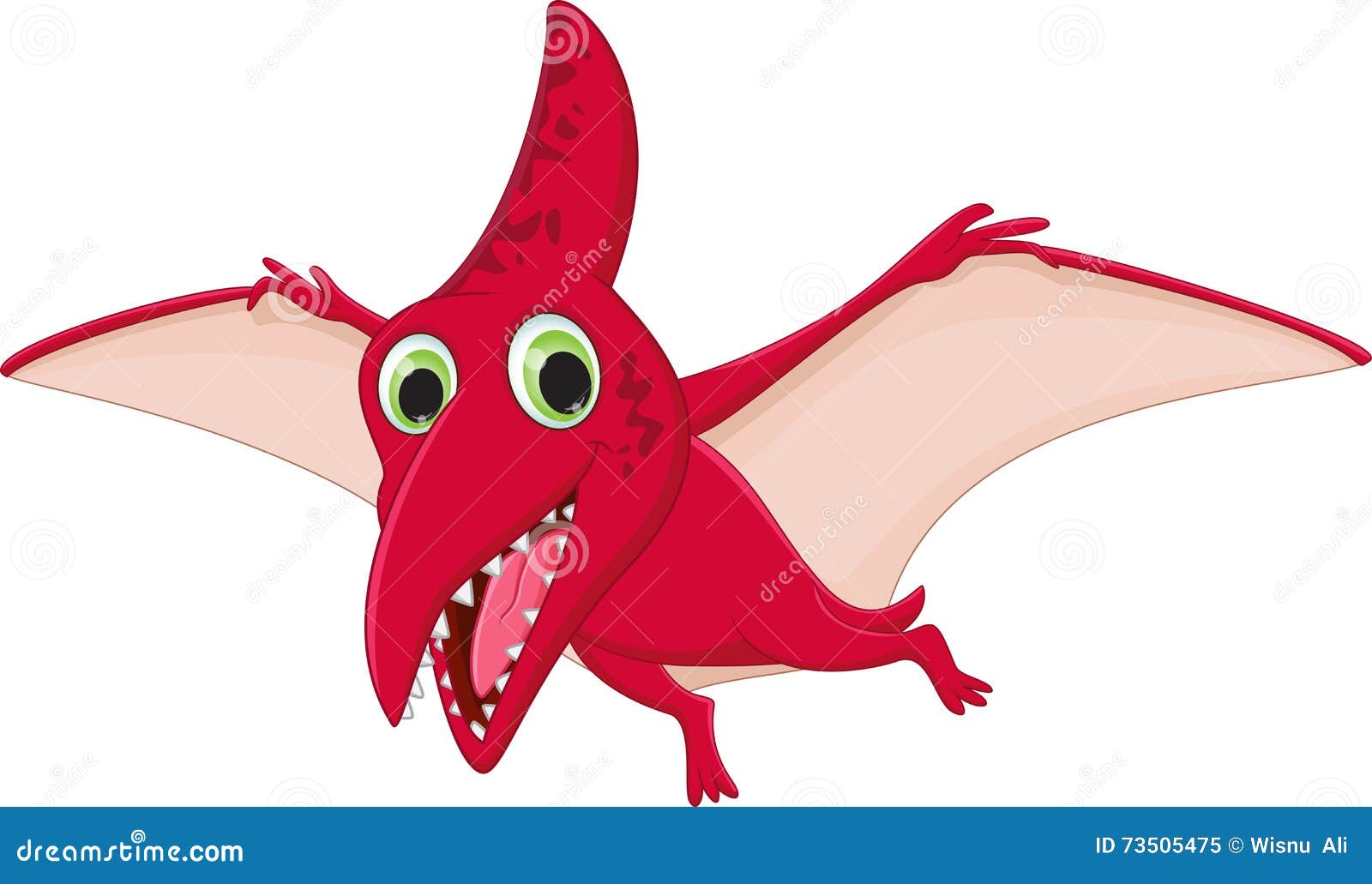 Orange Pterosaurs Among The Clouds. Flying Dinosaurs. Cartoon Vector ...