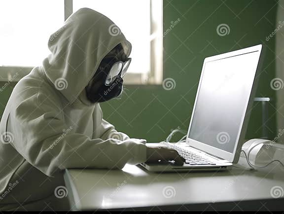 Cute Pug Dog Using Computer. Concept of Hacker, Busy Pet or Work from ...