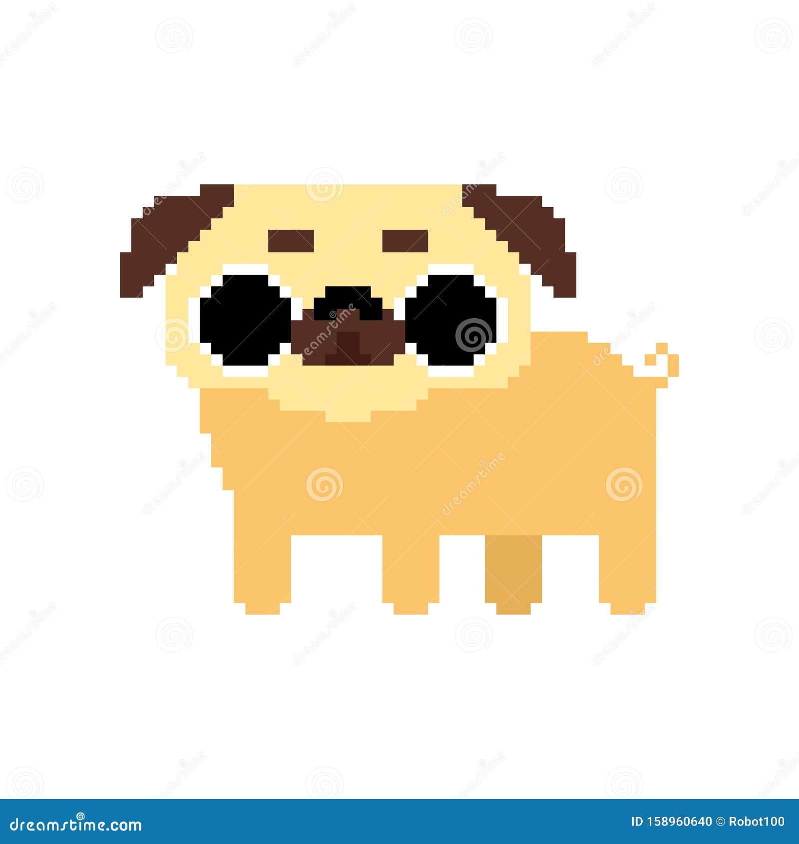 Cute Pug Pixel Art. Nice Dog 8 Bit Stock Vector - Illustration of ...