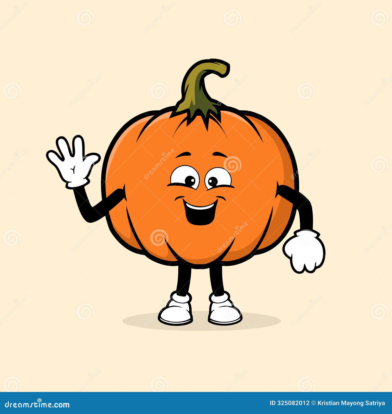 Cute Pumpkin Fruit Character with Say Hello Expression Stock ...