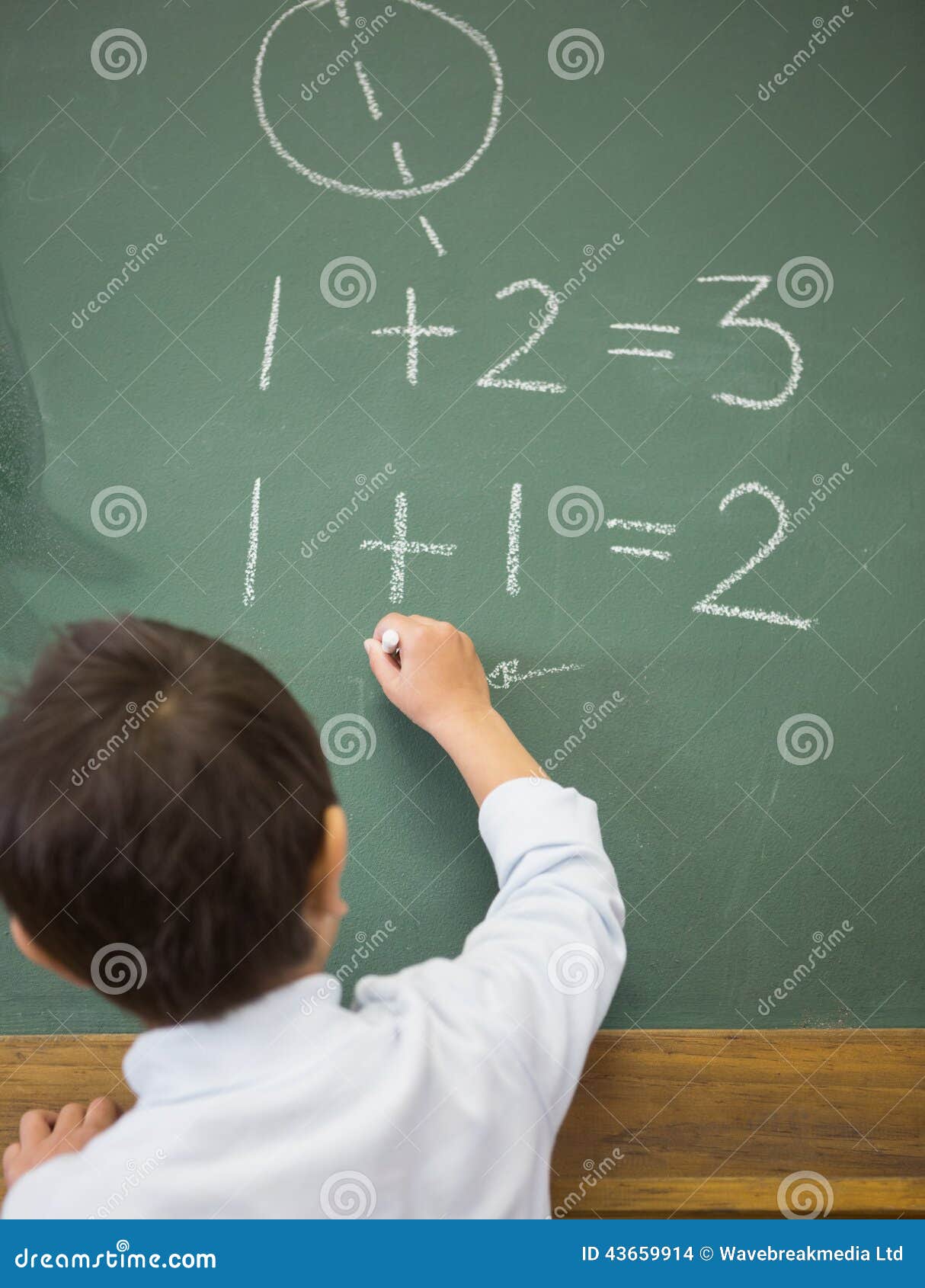 Cute Pupil Writing Maths on Chalkboard Stock Photo - Image of view ...