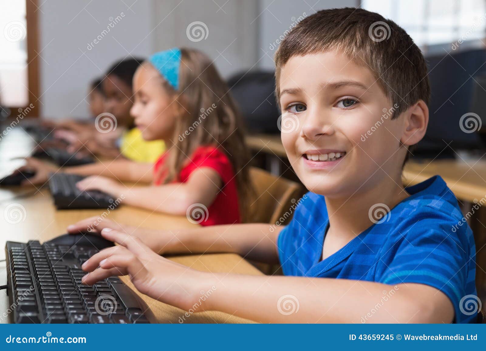 Cute Pupils in Computer Class Stock Image - Image of school, male: 43659245