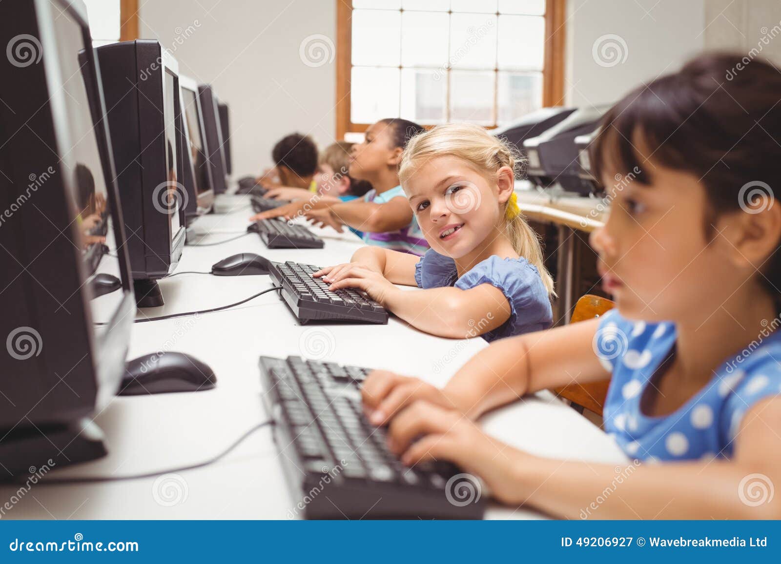 Cute Pupils in Computer Class Stock Image - Image of academic ...