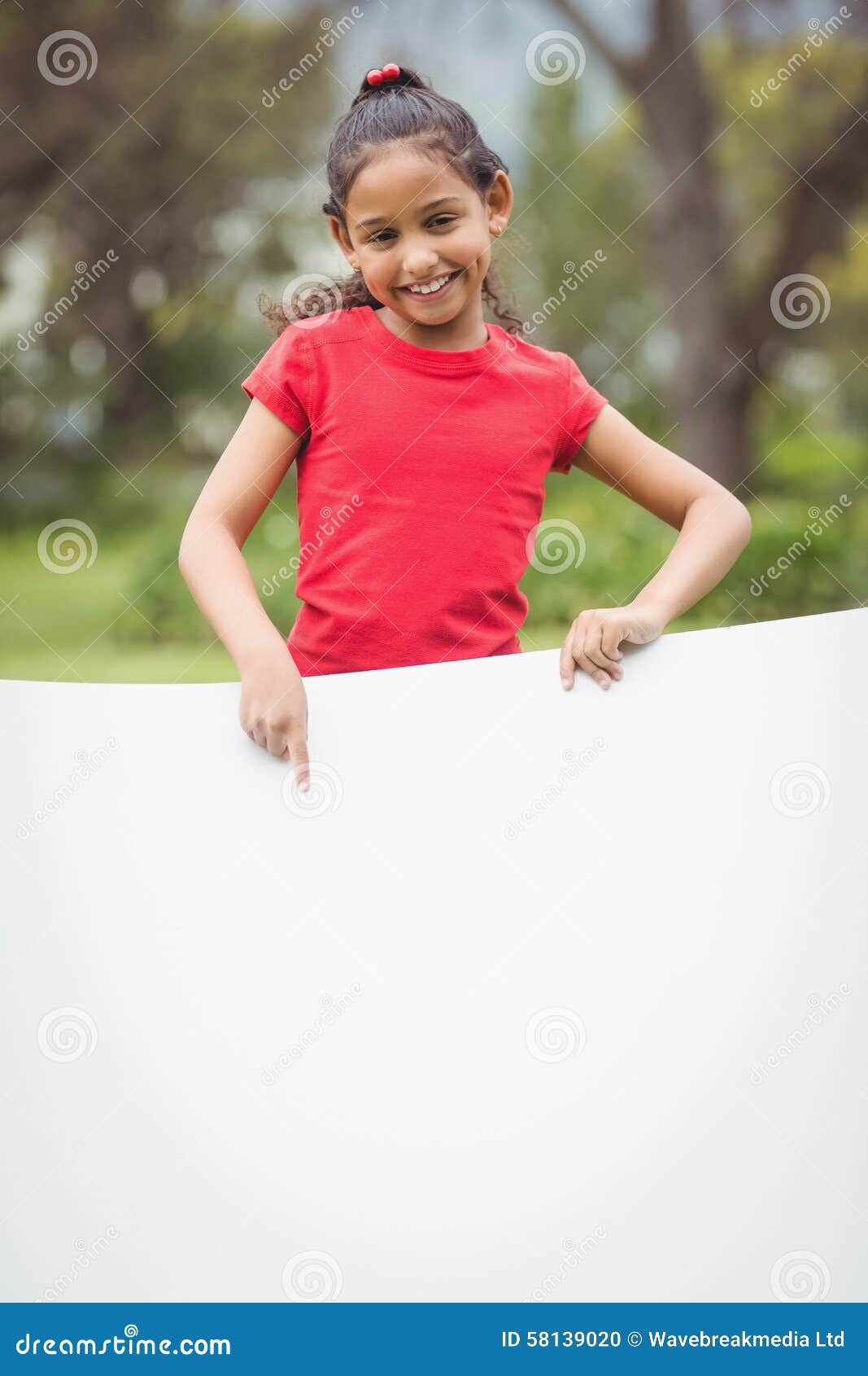 Cute Pupils Showing Large Poster Stock Photo - Image of person, space ...