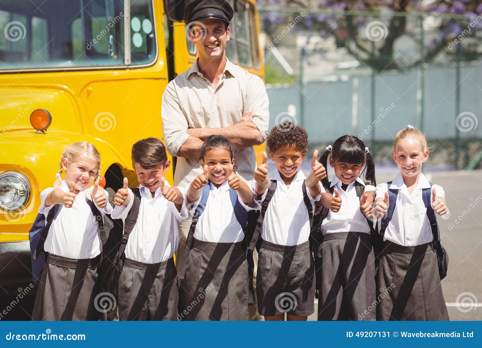 Cute Pupils with Their School Bus Driver Stock Image - Image of pupil ...