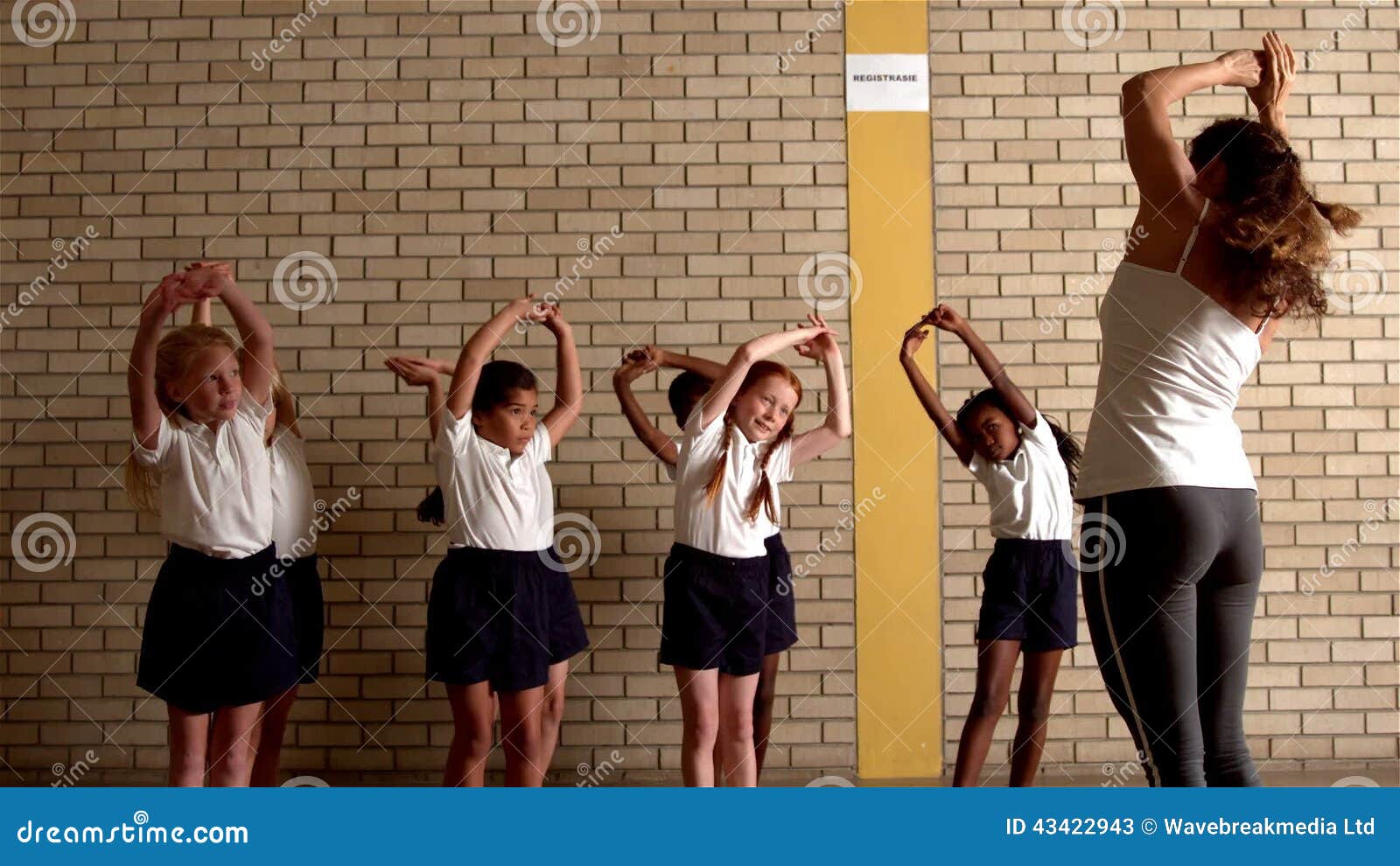 Cute Pupils Warming Up with Pe Teacher Stock Video - Video of female ...