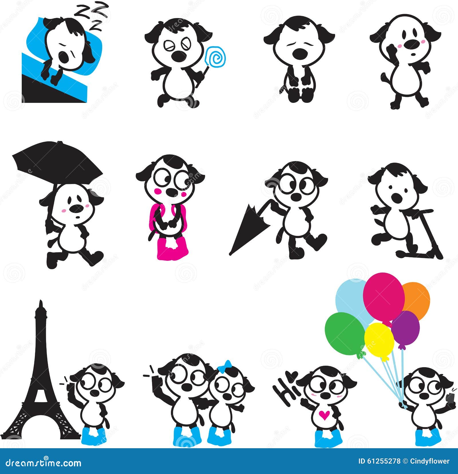 Cute Puppies Dog Characters Stock Vector - Illustration of couple ...