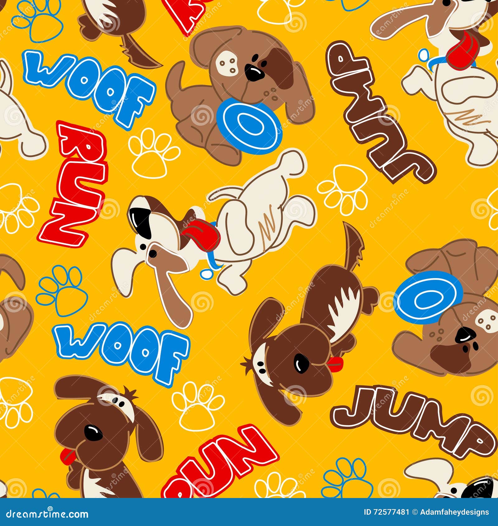 Cute Pattern With Dogs. Vector Illustration With Funny Puppies ...