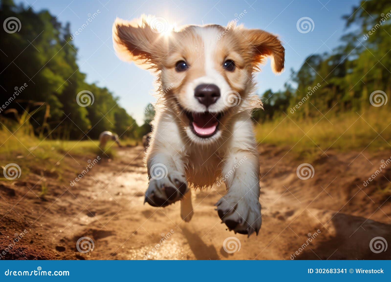 Cute Puppy Running Towards the Viewer. AI-generated Stock Illustration ...