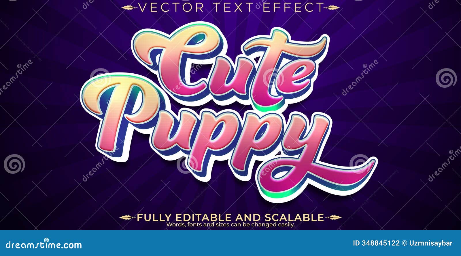 Cute Puppy Text Effect, Editable Cartoon and Kids Text Style Stock ...
