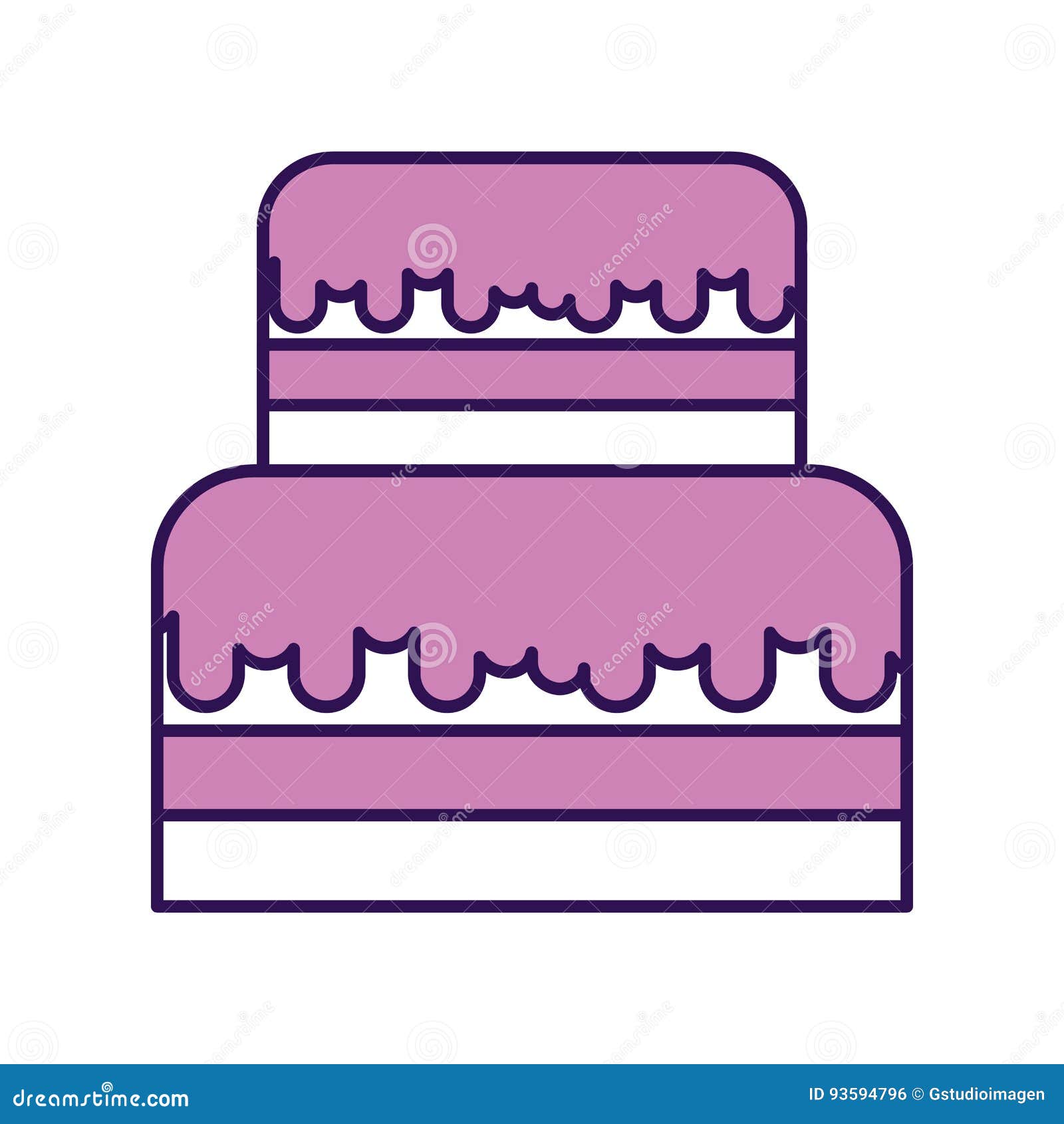 Cute Purple Birthday Cake Cartoon Stock Vector - Illustration of bakery ...
