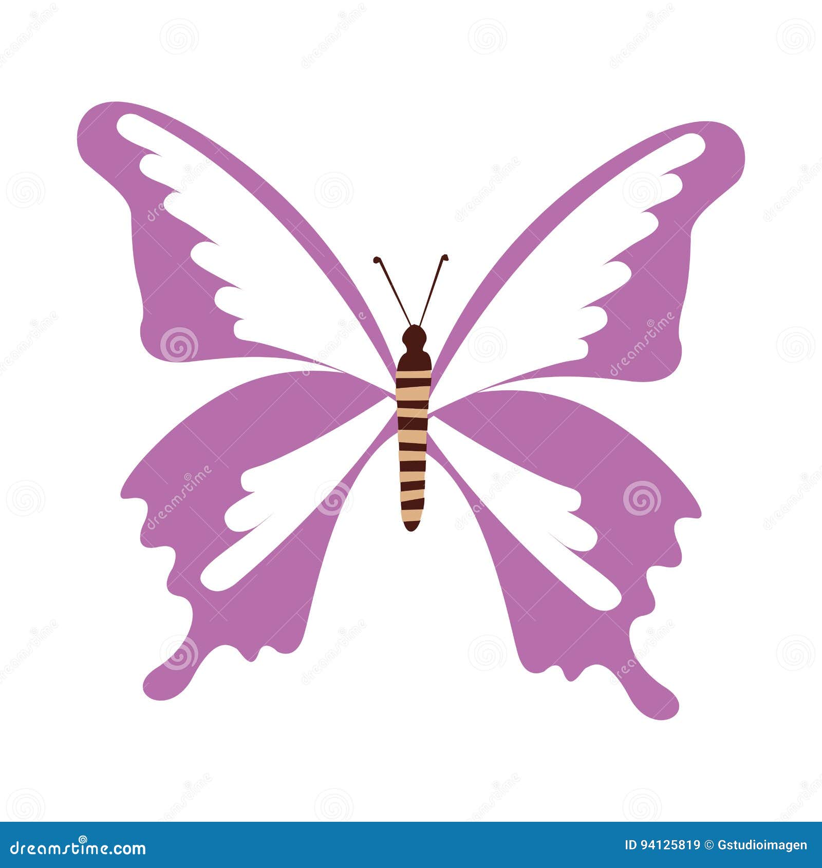 Cute Purple Butterfly Cartoon Stock Vector - Illustration of cute ...