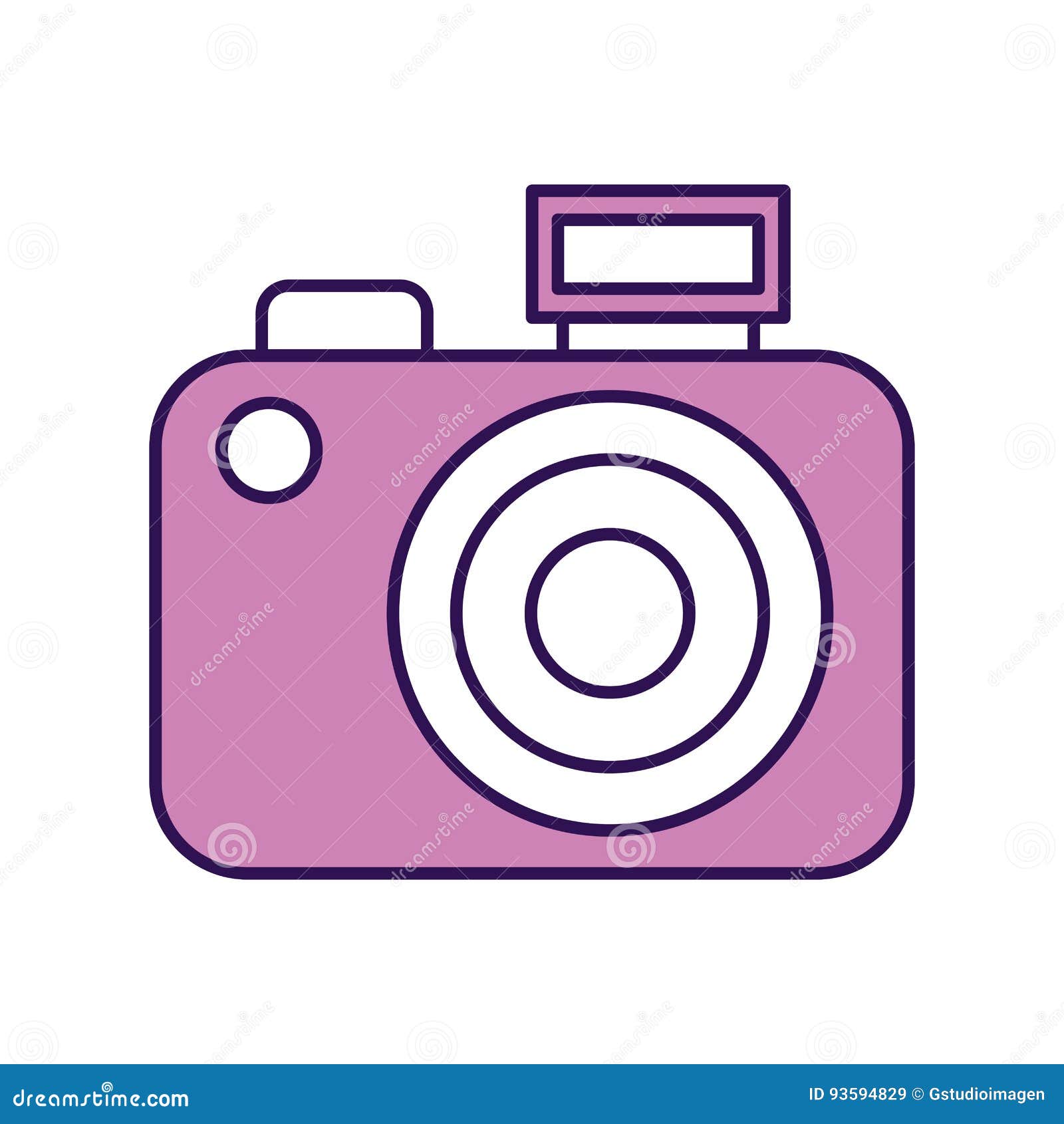 Cute purple camera cartoon stock vector. Illustration of sign - 93594829