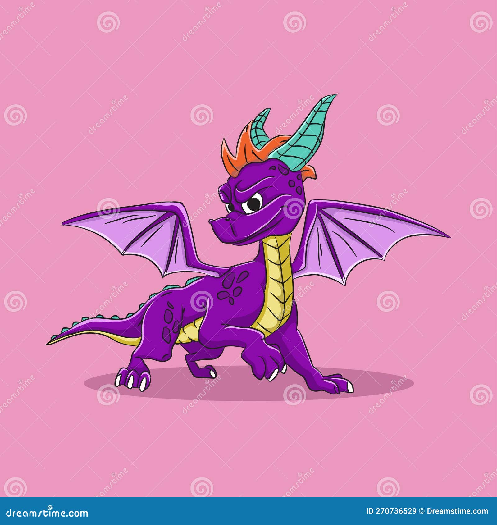 Cute purple dragon stock illustration. Illustration of monster - 270736529