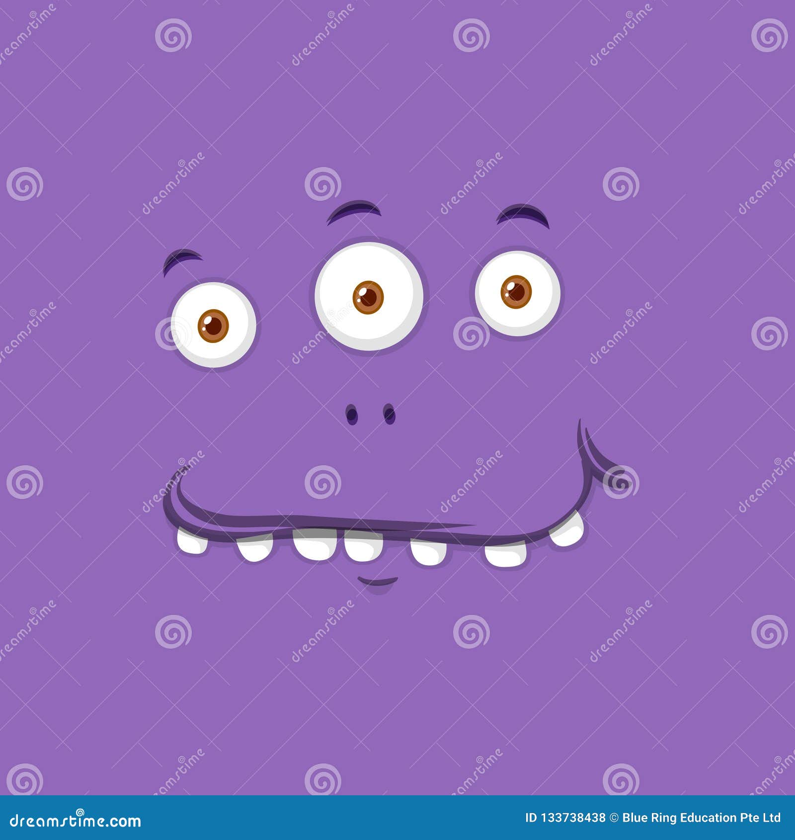 Cute purple monster face stock vector. Illustration of smile - 133738438