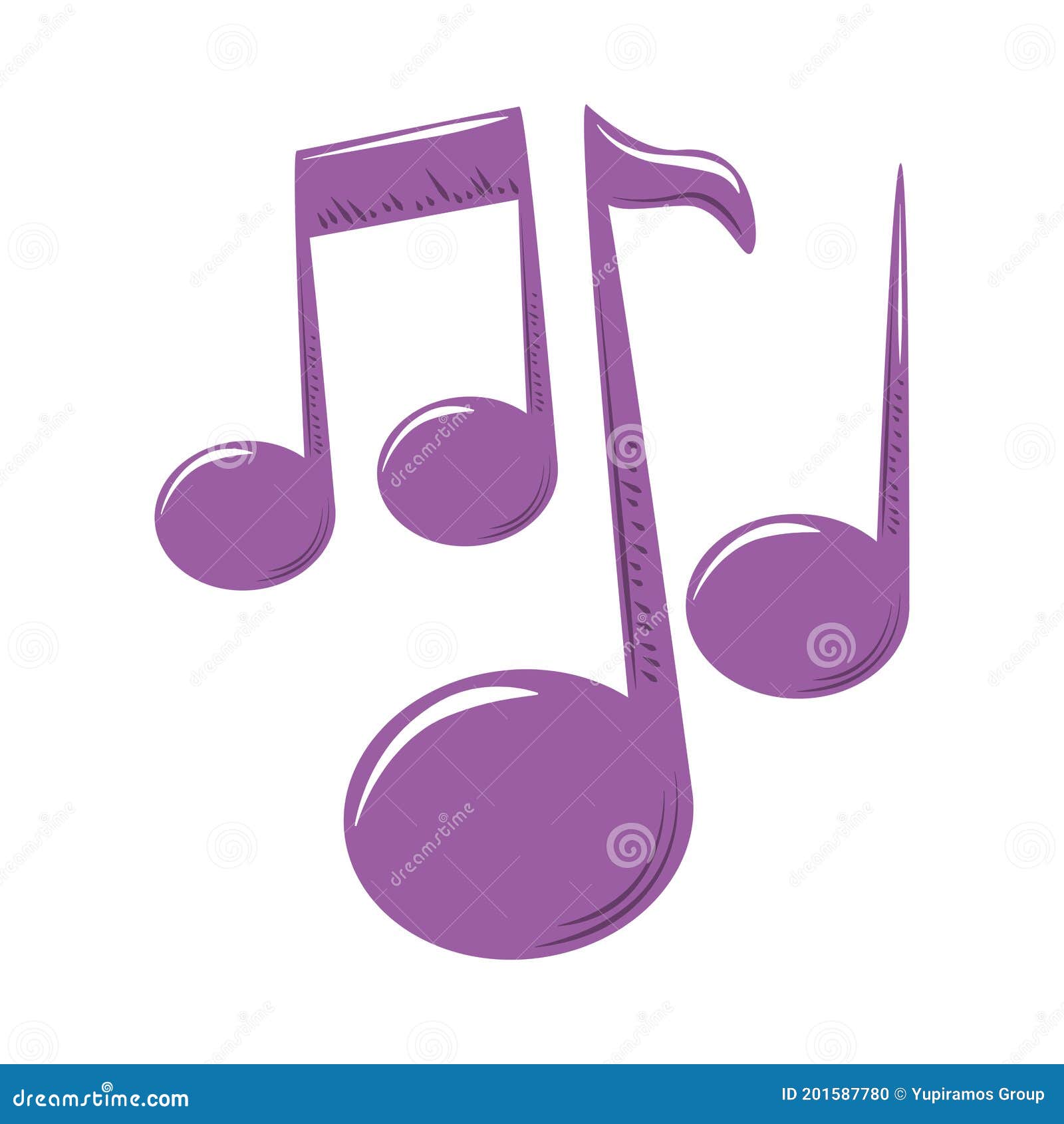 Cute Purple Musical Notes Cartoon Decoration Icon Stock Vector ...