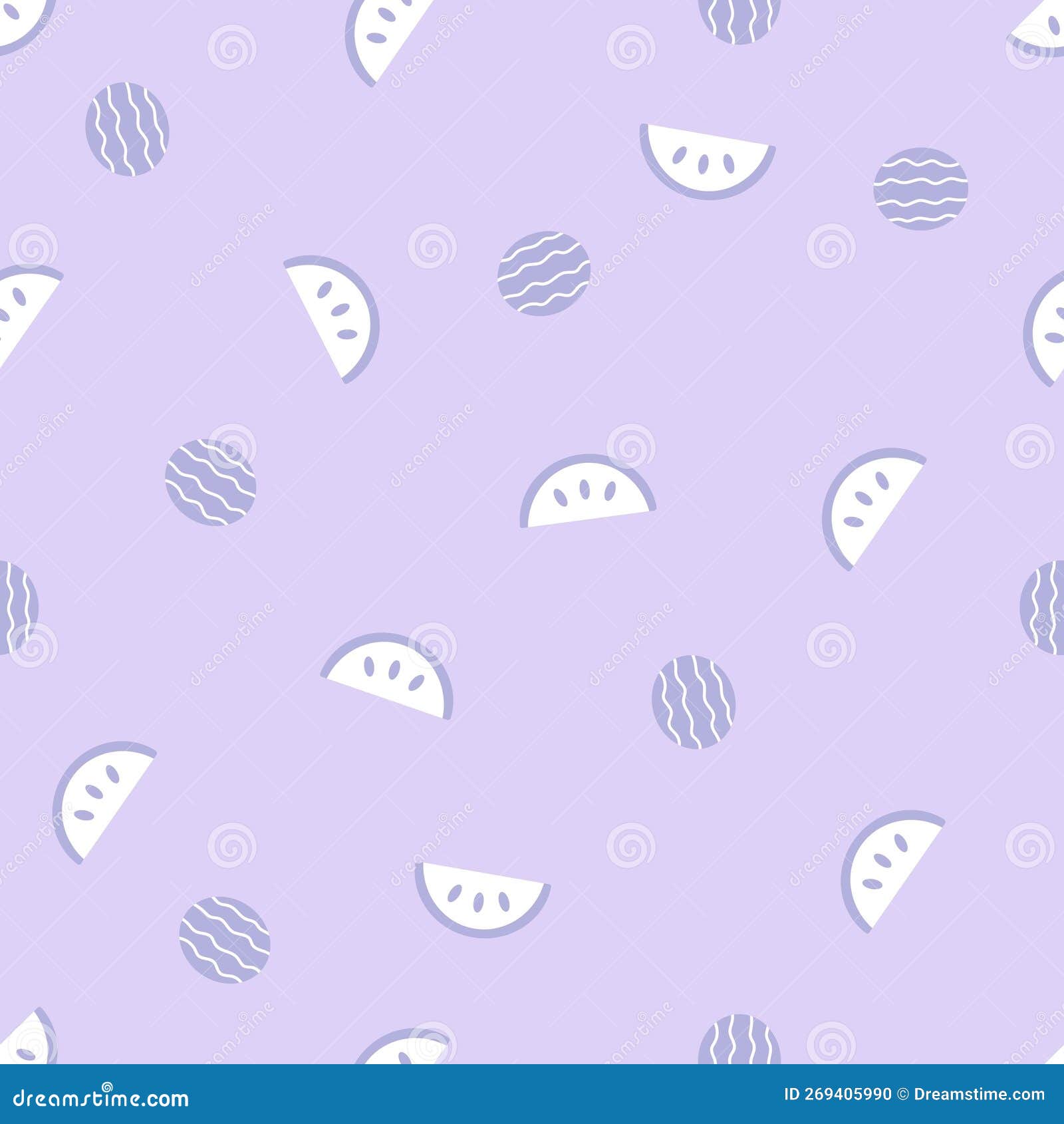 Cute Purple Pastel Watermelon Doodle Pattern Stock Vector ...