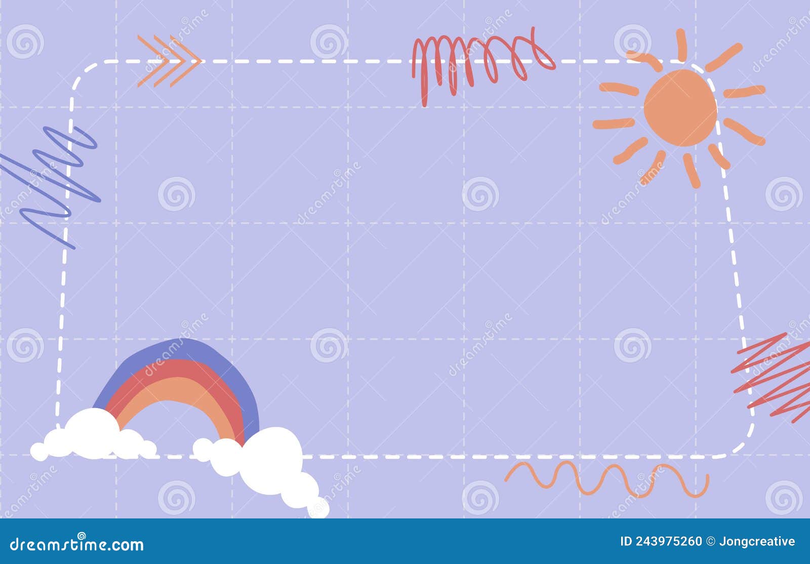 Cute Purple Polka Dot Background Sun Rainbow Cloud Stock Vector ...