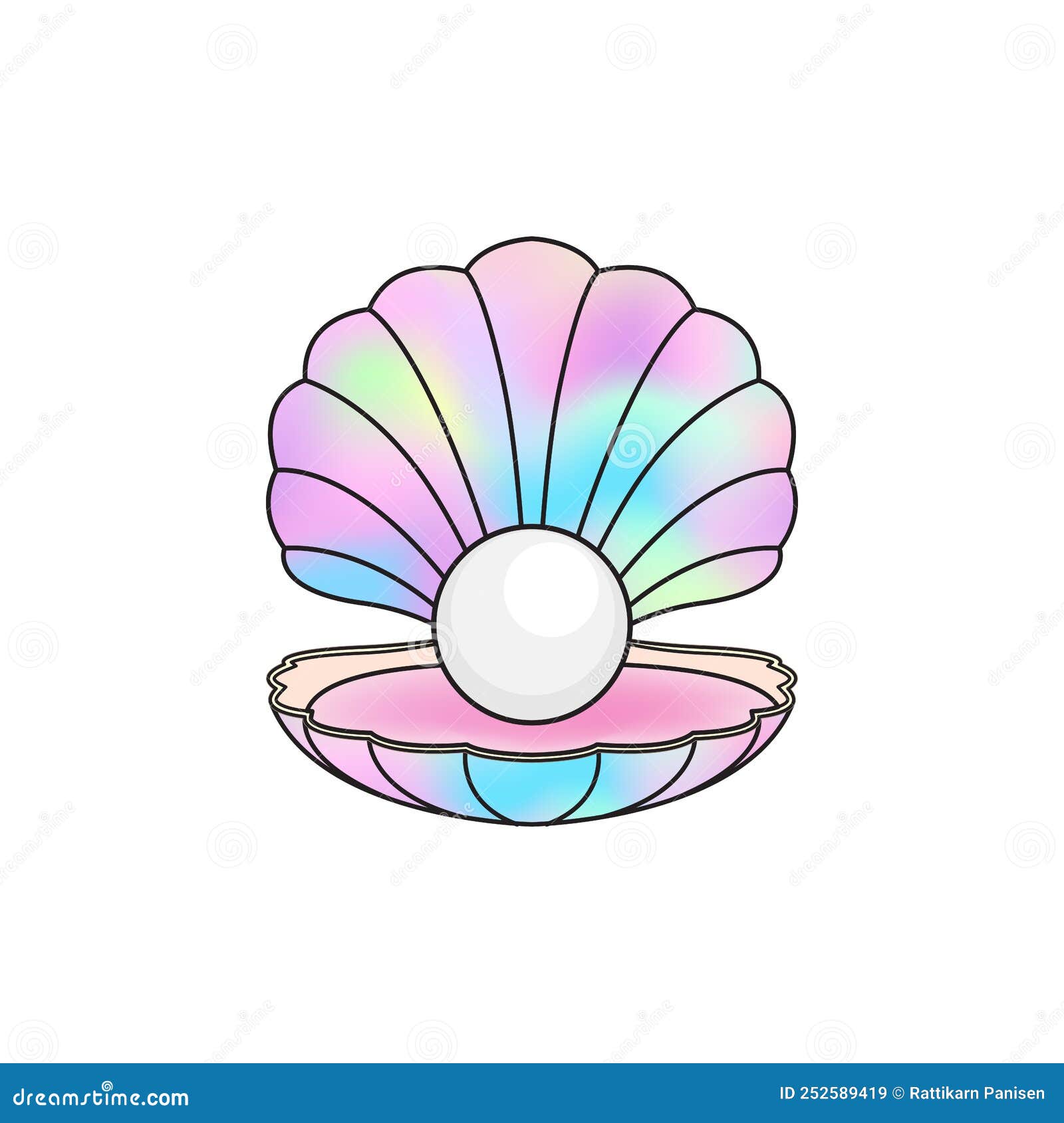 Cute Purple Shell Isolate stock vector. Illustration of cartoon - 252589419