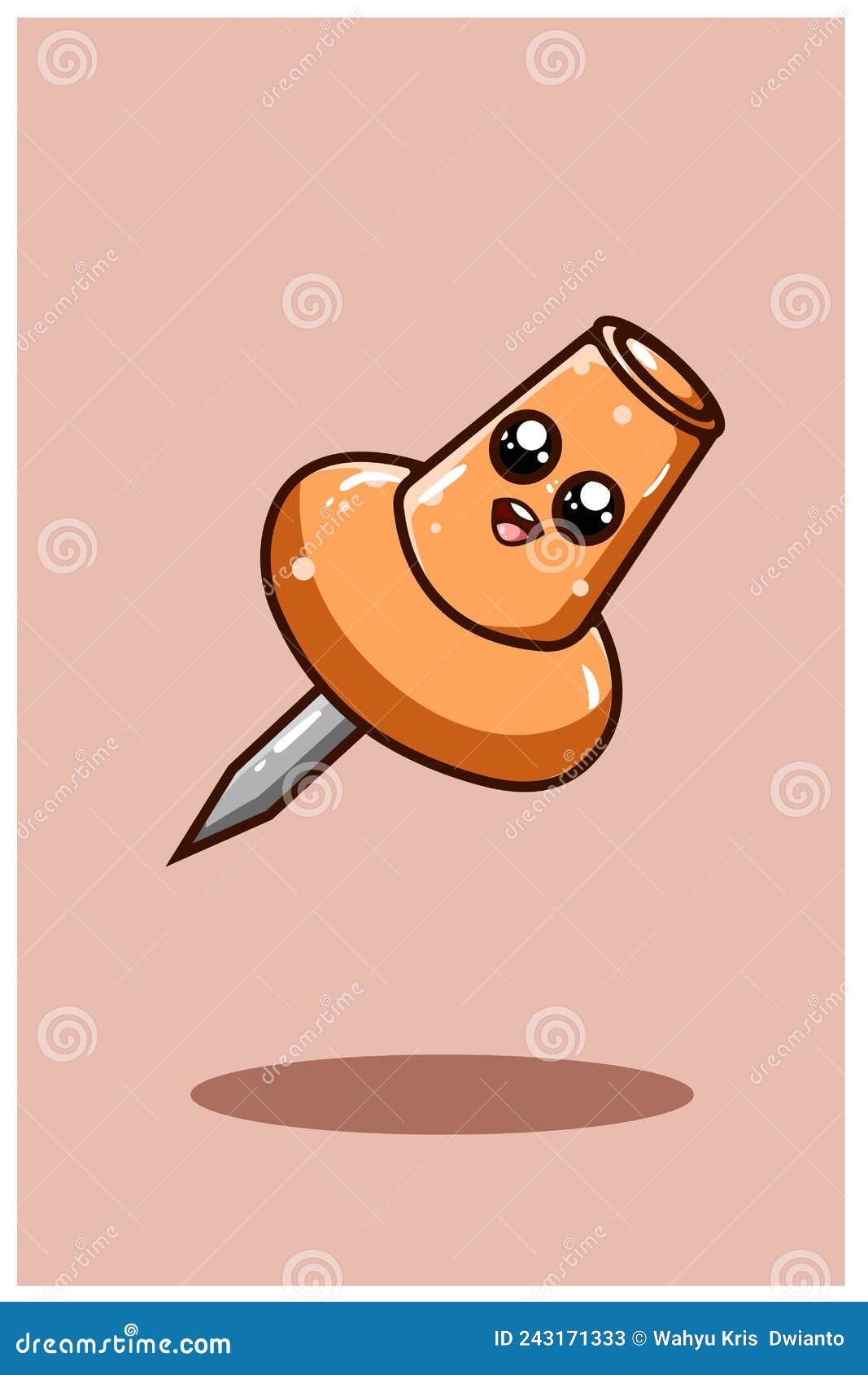Cute Push Pin Cartoon Illustration Stock Vector - Illustration of ...