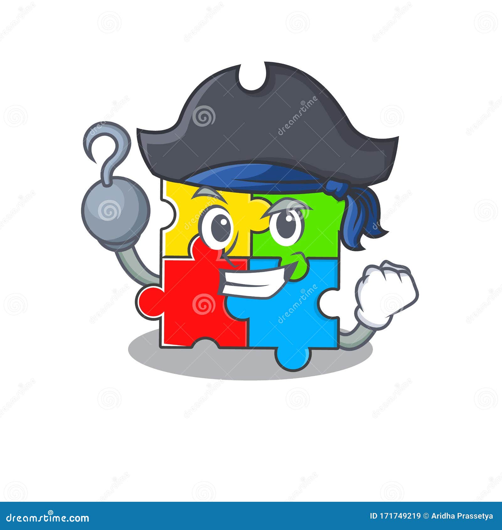 Cute Puzzle Toy Mascot Design with a Hat Stock Vector - Illustration of ...