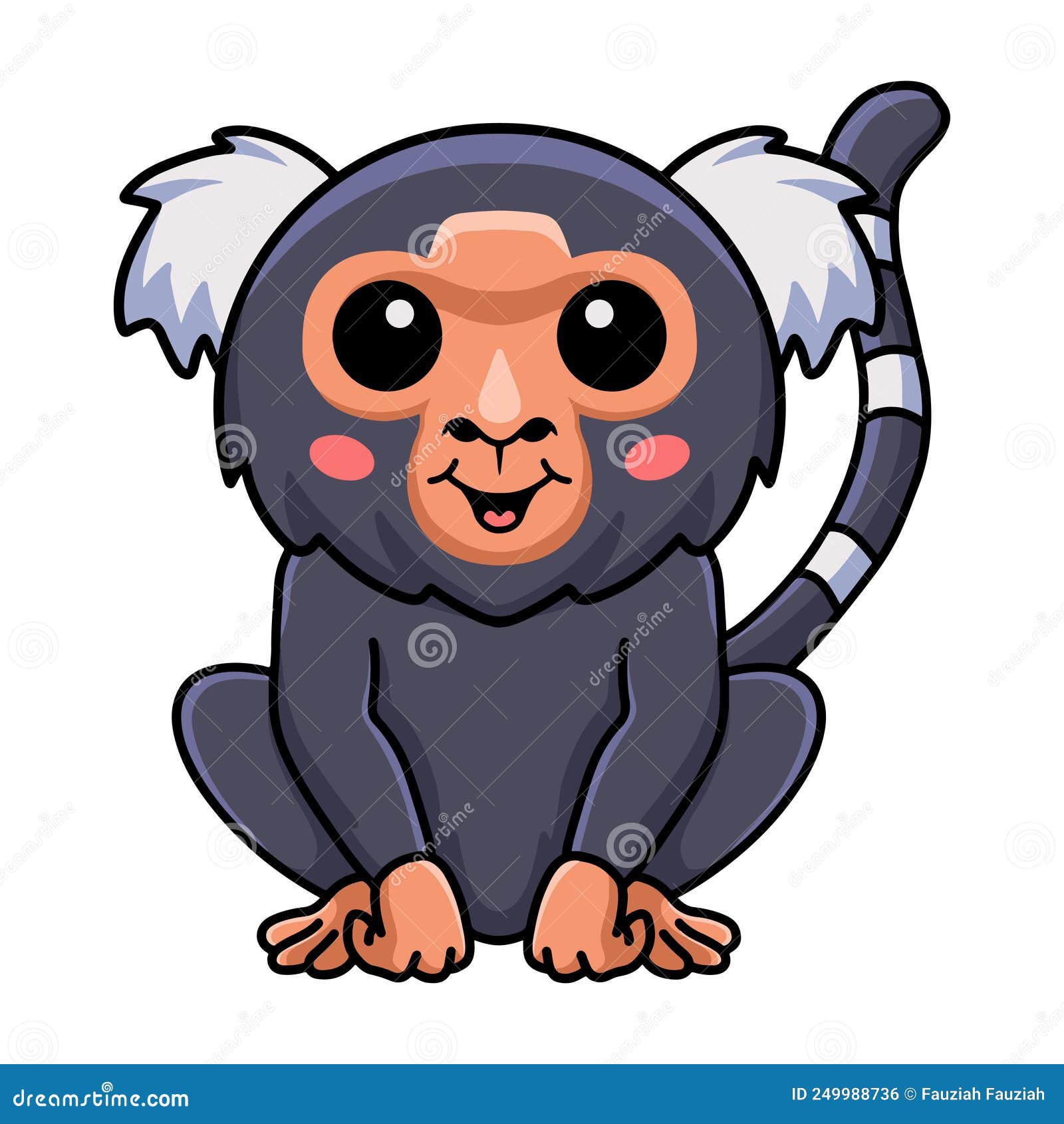 Cute Pygmy Marmoset Monkey Cartoon Stock Vector - Illustration of ...